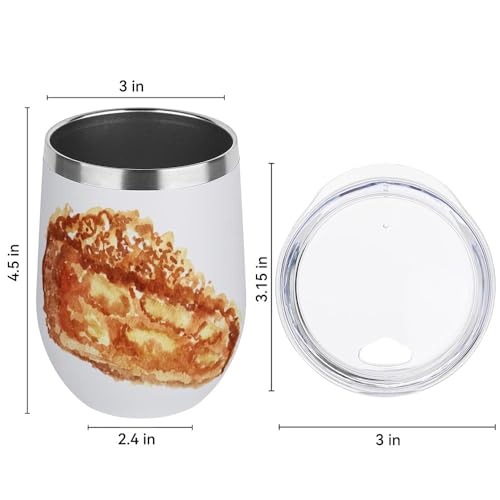 silichee 20 Oz Stainless Steel Wine Tumbler with Lid Apple Pie Piece Cake Watercolor Insulated Tumblers Vacuum Coffee Mugs for Hot and Cold Drinks,Coffee,Wine