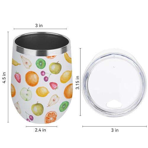 silichee 20 Oz Stainless Steel Wine Tumbler with Lid Fruit Background Watercolor Insulated Tumblers Vacuum Coffee Mugs for Hot and Cold Drinks,Coffee,Wine