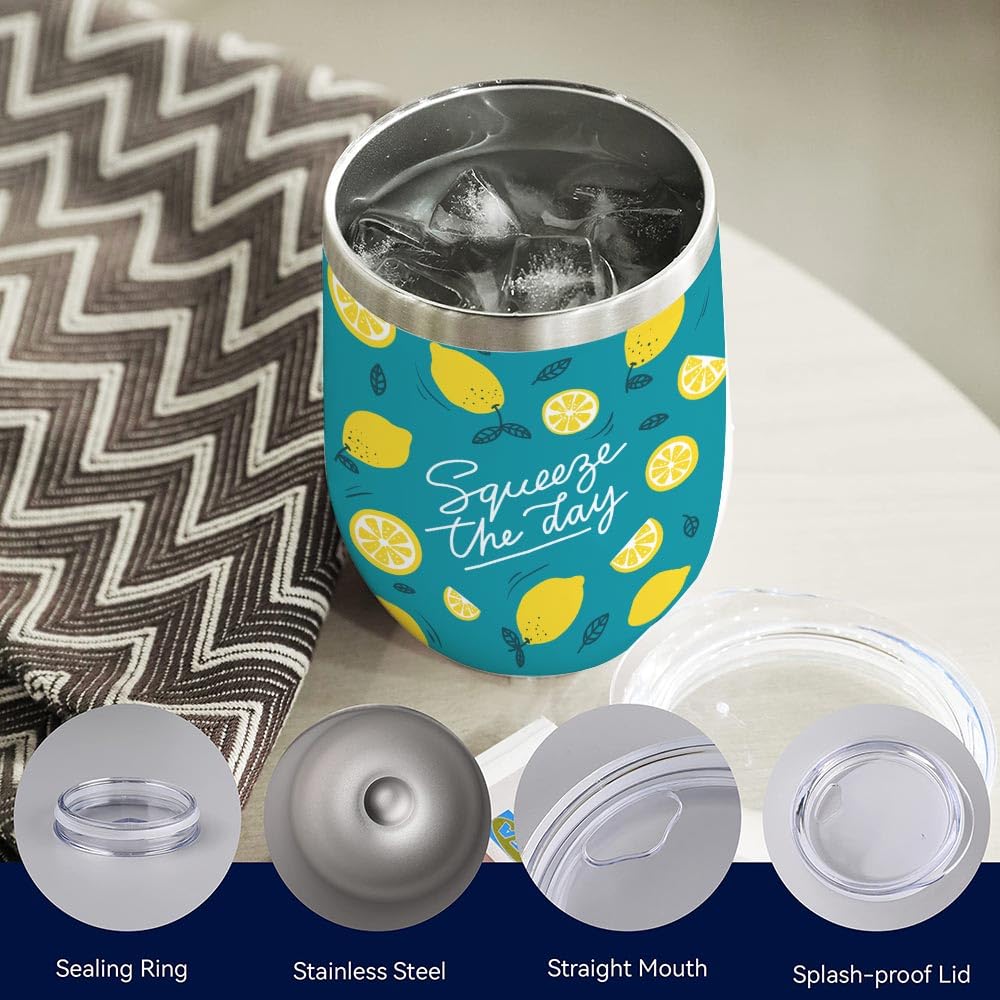 silichee 20 Oz Stainless Steel Tumbler with Lid Day Inspirational Card Doodles Lemons Insulated Tumblers Vacuum Coffee Mugs for Hot and Cold Drinks,Coffee,Wine