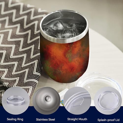 silichee 20 Oz Stainless Steel Wine Tumbler with Lid Copper Patina Reddish Metal Background Insulated Tumblers Vacuum Coffee Mugs for Hot and Cold Drinks,Coffee,Wine