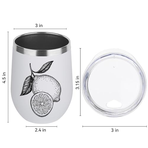silichee 20 Oz Stainless Steel Wine Tumbler with Lid Drawn Lemon Isolated Insulated Tumblers Vacuum Coffee Mugs for Hot and Cold Drinks,Coffee,Wine