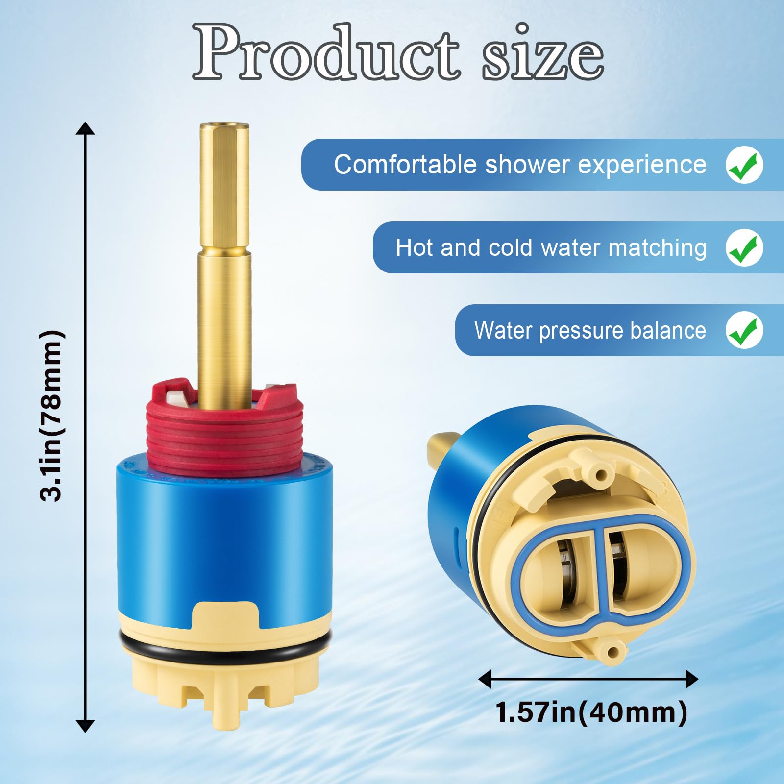 10670 Shower Cartridge, Compatible with Aquasource/Glacier Bay, Single Handle Shower Faucet Cartridge Replacement, for Hot Cold Water Tub/Shower Faucet
