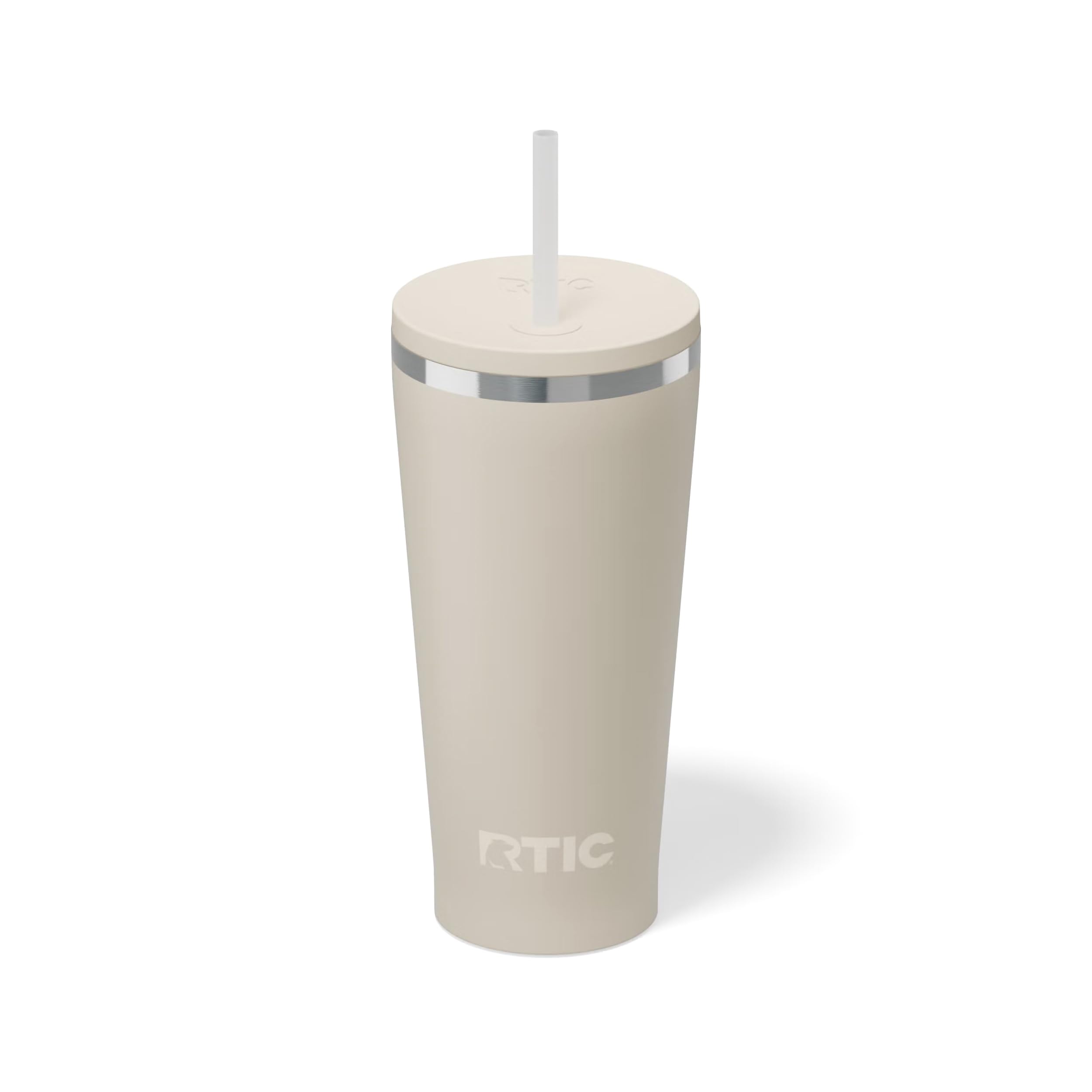 RTIC 20oz Everyday Tumbler Insulated Stainless Steel Portable Travel Coffee Cup with Straw, Spill-Resistant Lid, BPA-Free, Hot and Cold Drink, Ceramic Lining, Beach