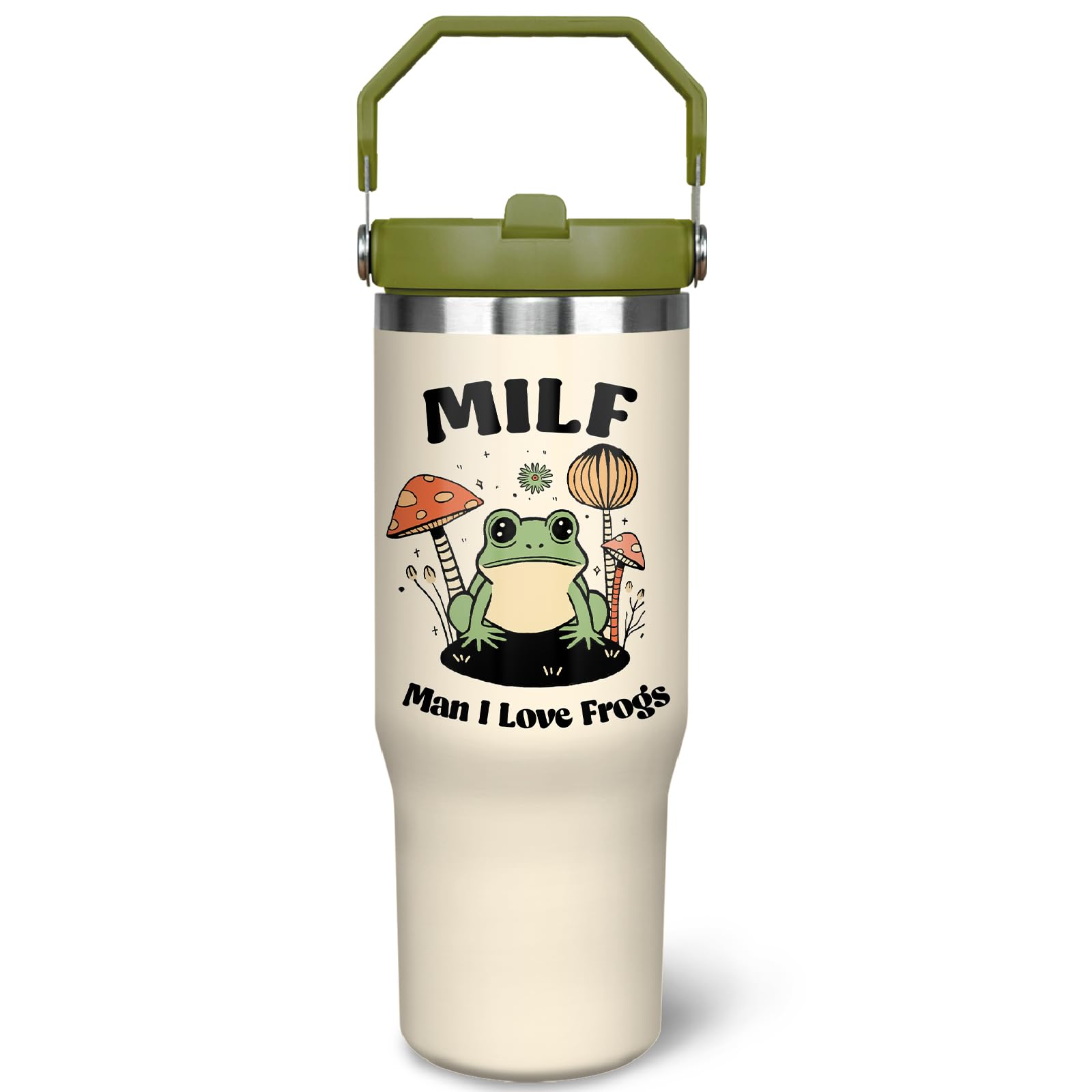 ysnifeiw 30oz Frog Tumbler with Handle and Straw, Stainless Steel Insulated Frog Cup with Top Handle and Lid, Frog Coofee Mug Gifts for Women Men