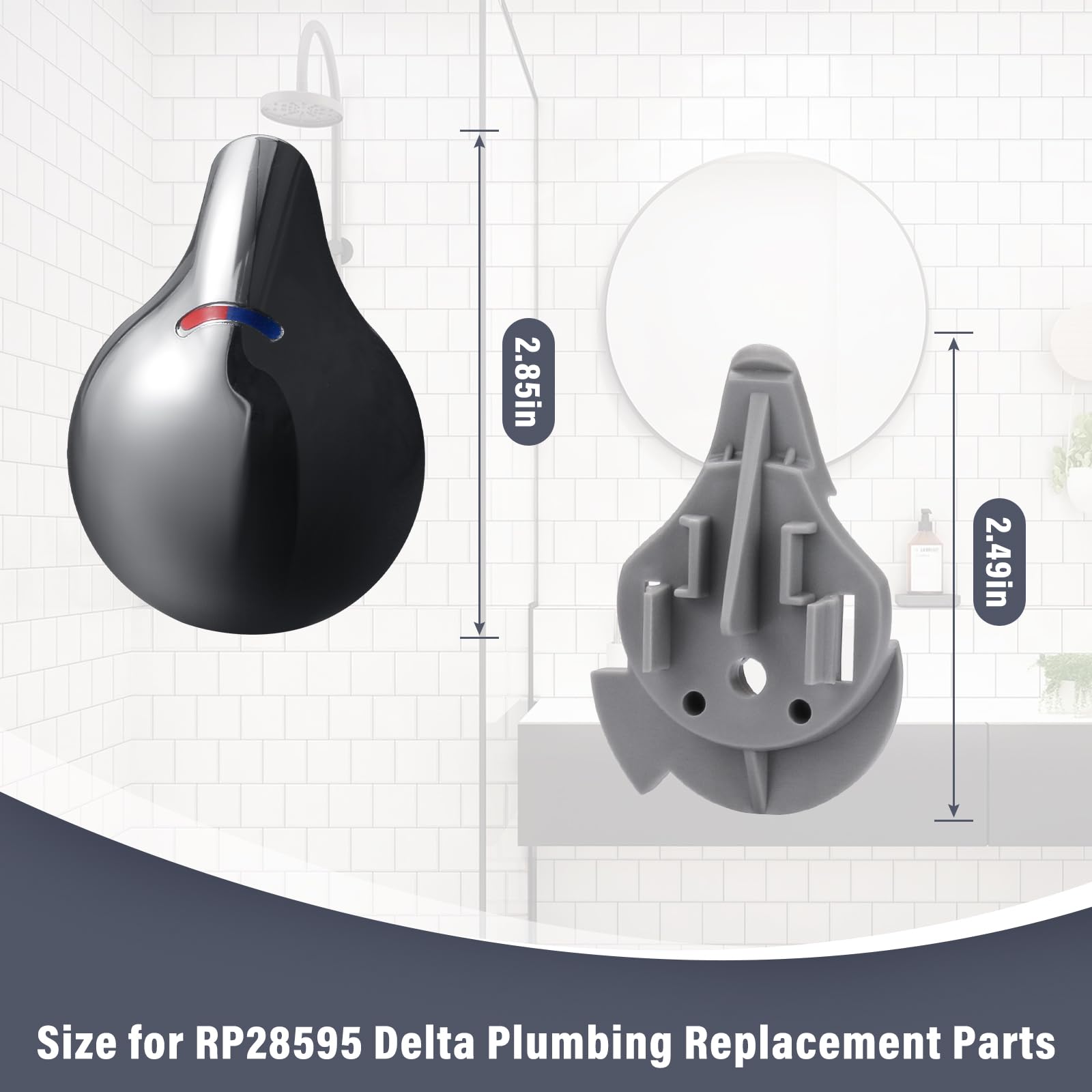 RP28595 Shower Handle Replacement for Delta Faucet Temperature Knob and Cover, Delta Plumbing Replacement Parts