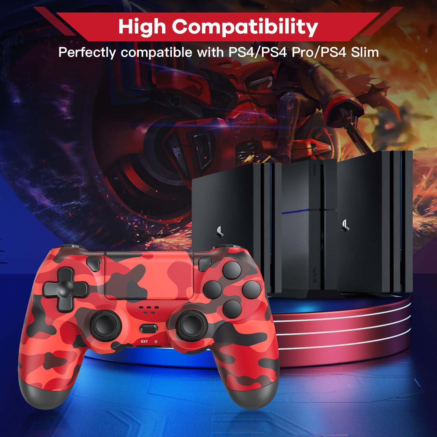 Hiyuky for PS4 Controller 2 Pack,Wireless Controller for PS4/Slim/Pro/PC with 3.5mm Audio Jack/Dual Vibration/6-Axis Motion Control/Touch Pad