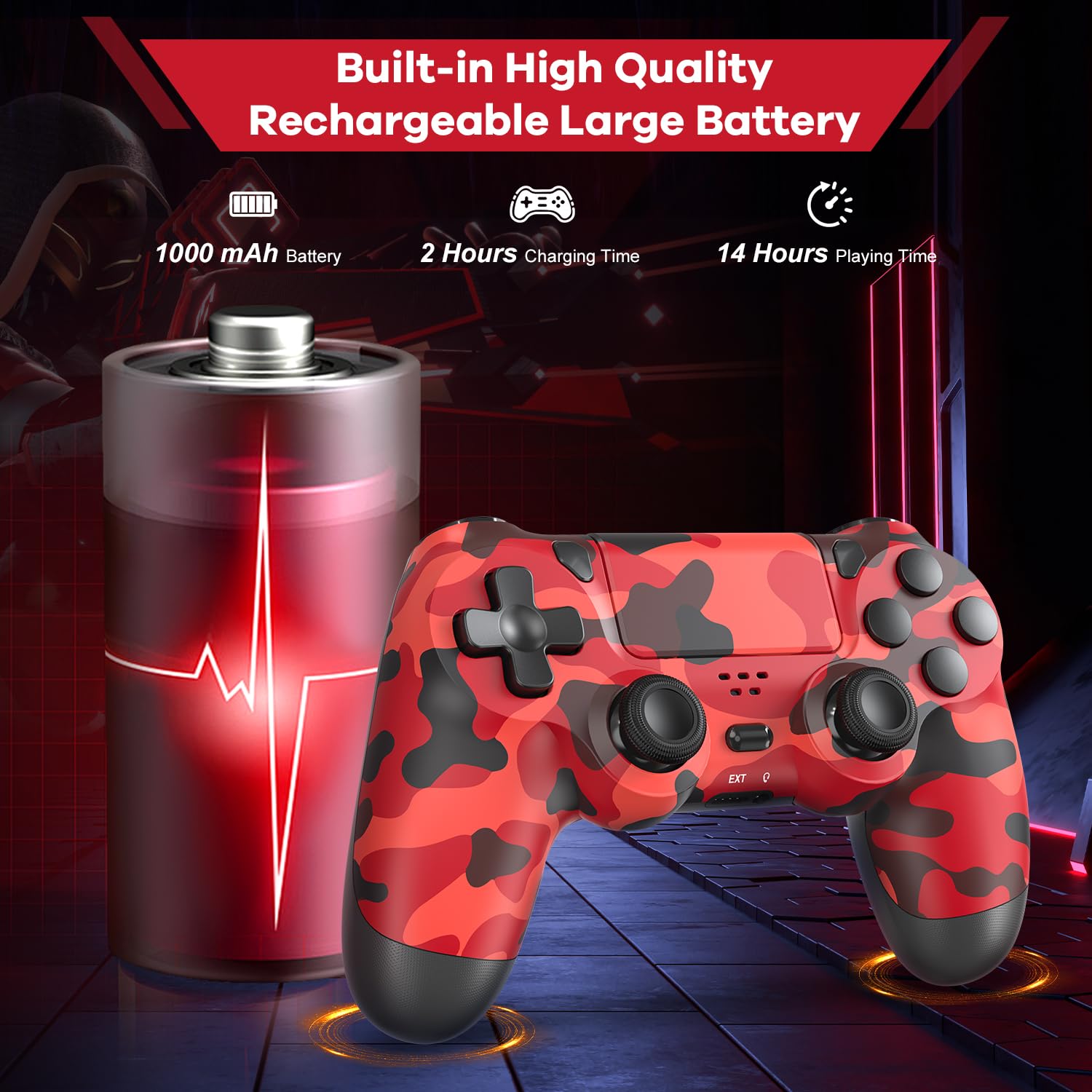 Hiyuky for PS4 Controller 2 Pack,Wireless Controller for PS4/Slim/Pro/PC with 3.5mm Audio Jack/Dual Vibration/6-Axis Motion Control/Touch Pad
