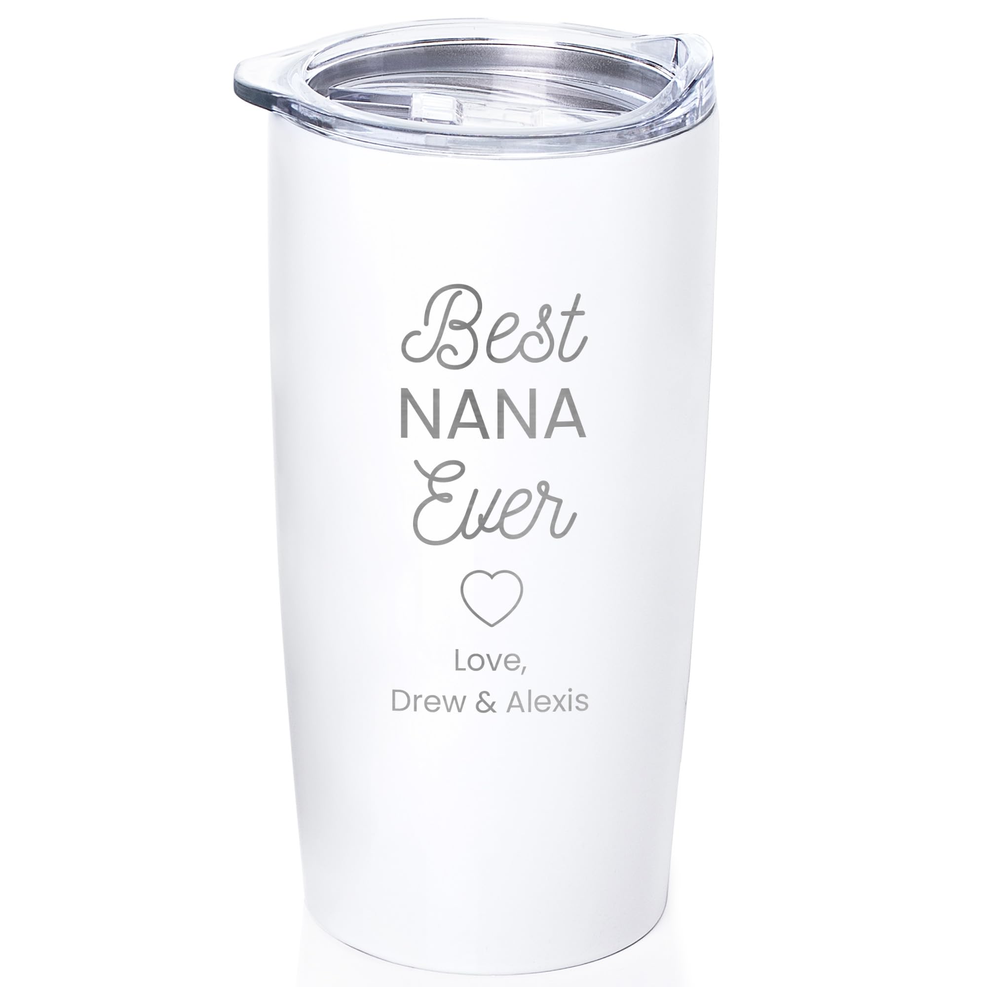 Lifetime Creations Engraved Best Grandma Ever Tumbler with Lid 20 oz (White) - Mother's Day Gift, Stainless Steel Coffee Travel Mug, Grandkids Names, Birthday, Regalos Para Abuela