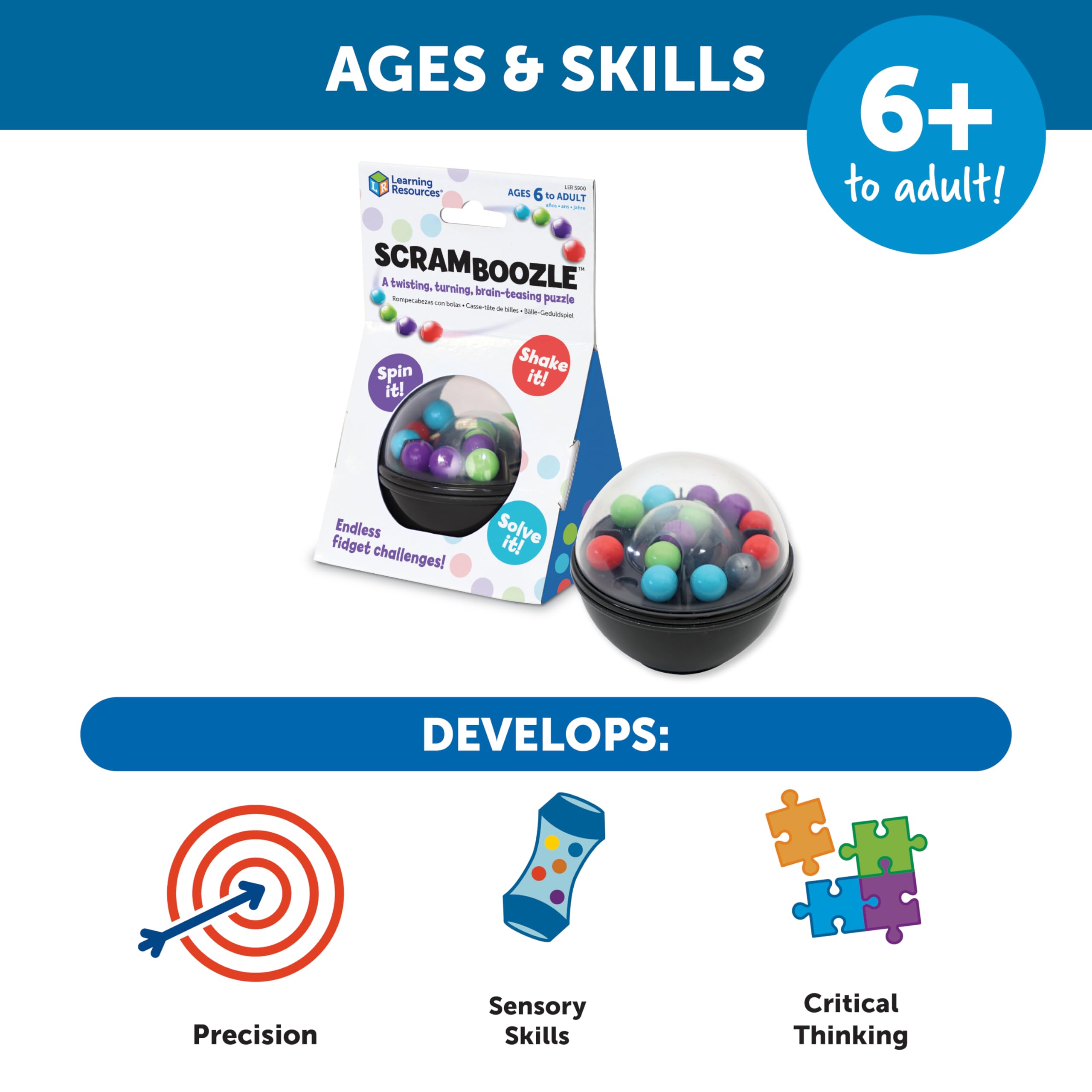 Learning Resources Scramboozle Puzzle Ball - 3D Brain Teasers and Puzzle Games for Kids and Adults, Puzzle Sort Ball Game, Easter Basket Stuffers For Teens, Ages 6+