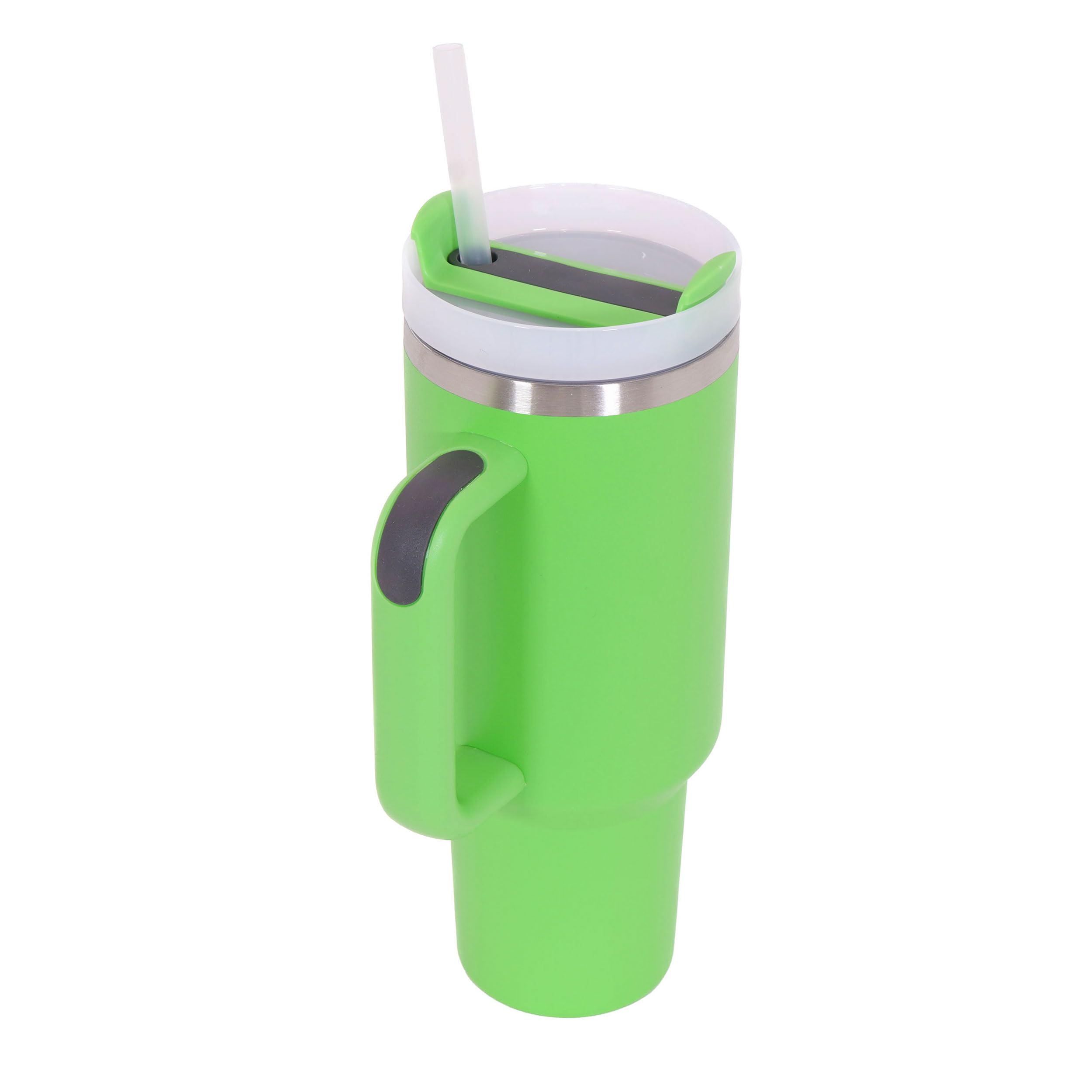 YOGI Ceramic Lined Tumbler with Handle and Straw Lid, Stainless Steel Travel Mug & Water Tumbler, Vacuum Sealed Cup with Handle - 40oz Celtic Green