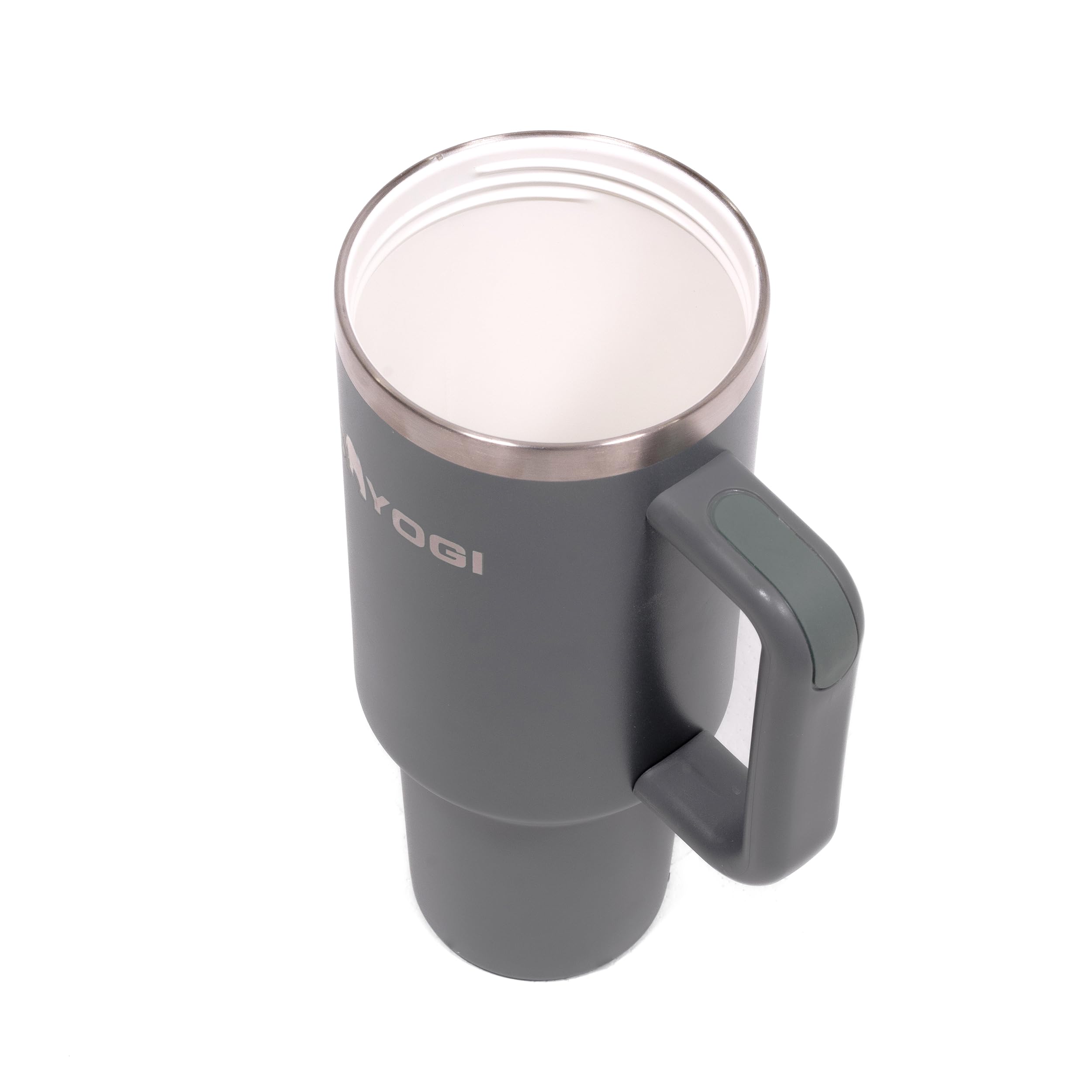 YOGI Ceramic Lined Tumbler with Handle and Straw Lid, Stainless Steel Travel Mug & Water Tumbler, Vacuum Sealed Cup with Handle - 40oz Graphite