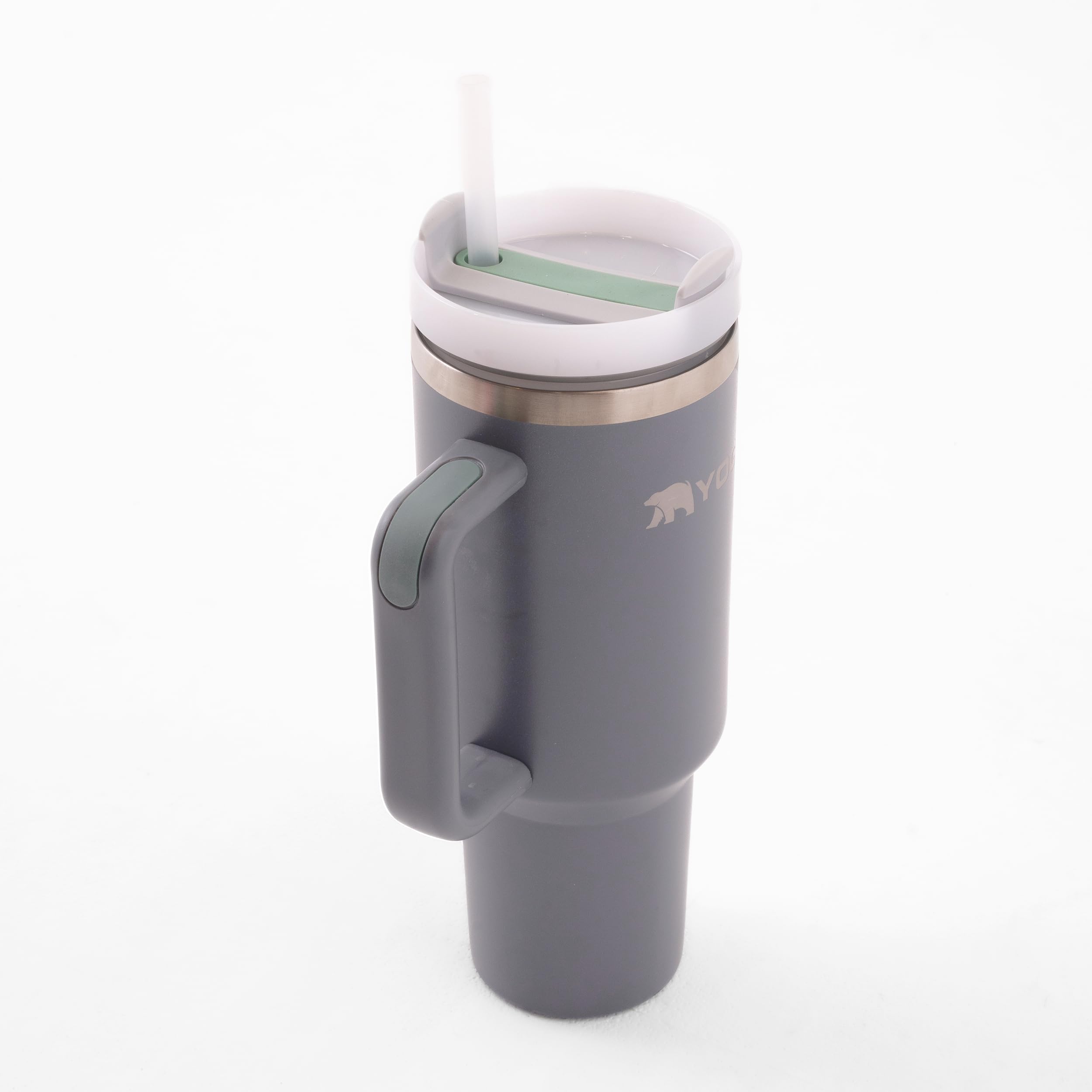 YOGI Ceramic Lined Tumbler with Handle and Straw Lid, Stainless Steel Travel Mug & Water Tumbler, Vacuum Sealed Cup with Handle - 40oz Graphite