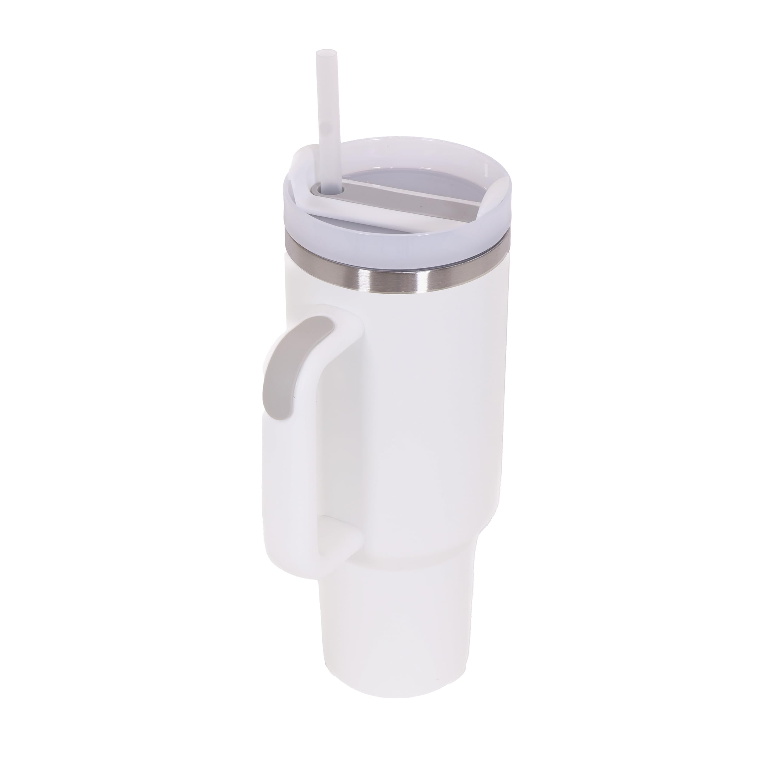 YOGI Ceramic Lined Tumbler with Handle and Straw Lid, Stainless Steel Travel Mug & Water Tumbler, Vacuum Sealed Cup with Handle - 40oz Arctic White
