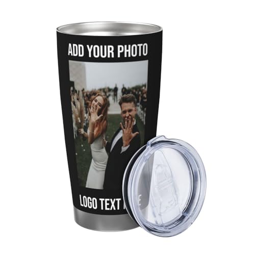 Personalized Coffee Tumblers with Photo Custom Text Logo Stainless Steel Tumblers, Coffee Travel Mug Cup Office Funny Cup Gifts for Dad Mom, Maroon