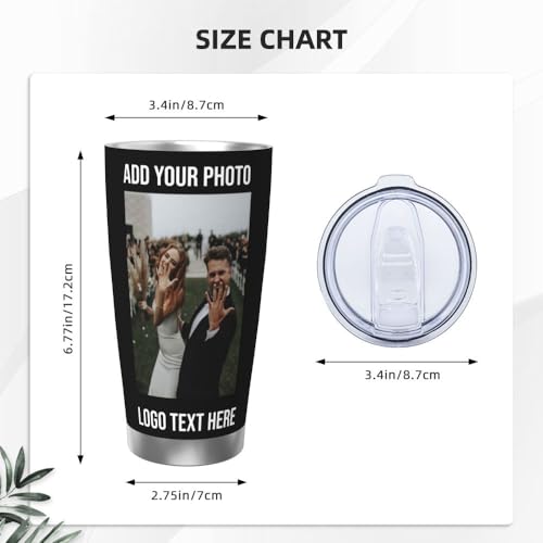 Personalized Coffee Tumblers with Photo Custom Text Logo Stainless Steel Tumblers, Coffee Travel Mug Cup Office Funny Cup Gifts for Dad Mom, Maroon