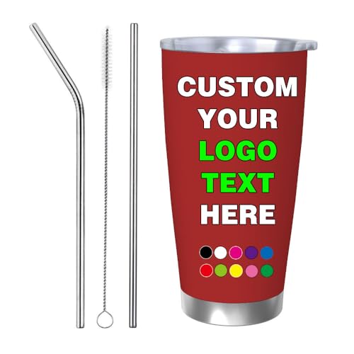 Personalized Coffee Tumblers with Photo Custom Text Logo Stainless Steel Tumblers, Coffee Travel Mug Cup Office Funny Cup Gifts for Dad Mom, Brown