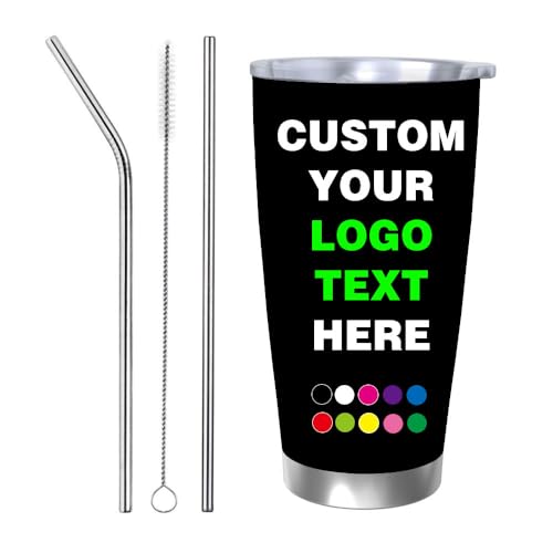 Custom 20oz Photo Coffee Mugs Double-Side Print Custom Stainless Steel Tumbler, Coffee Travel Mug Cup Personalized Birthday New Year Gifts for Men Women Mom Dad, Black