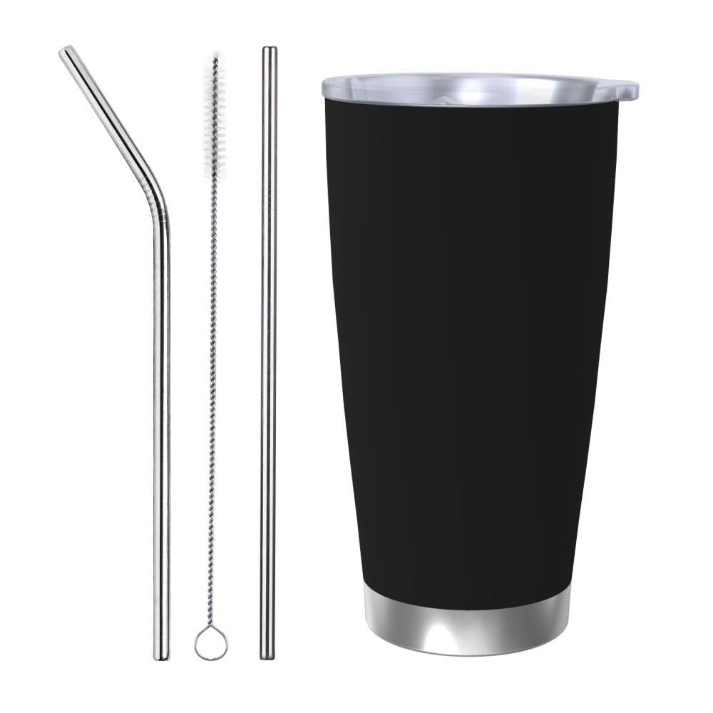 Personalized 20 oz Tumbler, Add Your Name Photo to Create Own Tumbler, Custom Mug Cups with Lid and Straw 20oz Convenient to Bring Along on Travels, Black-No Design
