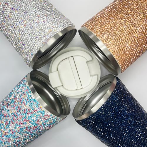 Cupcupmore 12 oz Bling Black Rhinestone Stainless Steel Coffee Tumbler,Shiny Travel Insulated Coffee Mug with Lid, Reusable Spill Proof Coffee Cup,Portable Thermal Mug for Hot and Cold