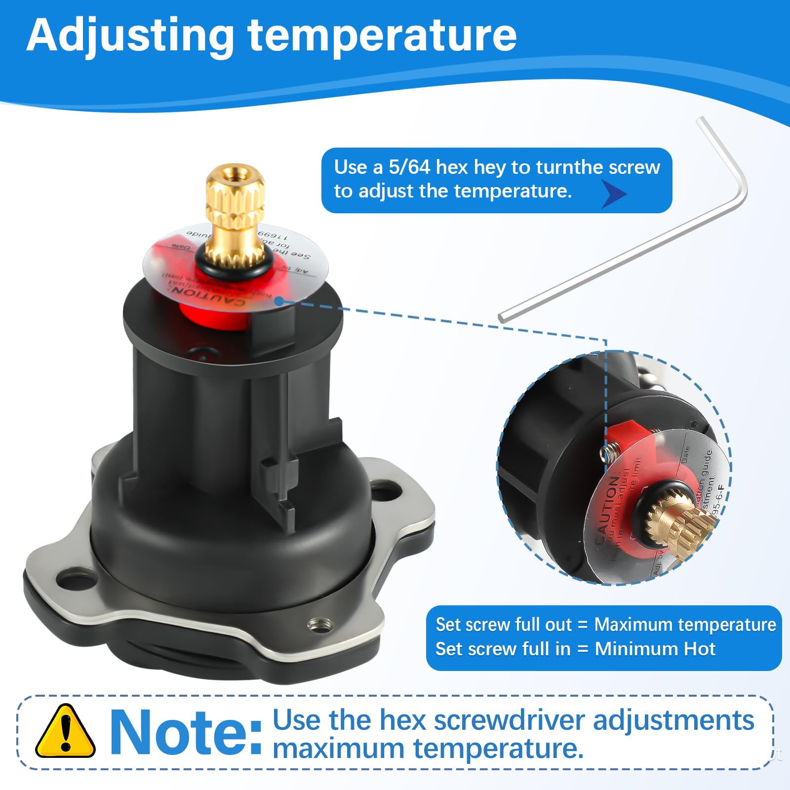 GP76851 Mixer Cap and GP500520 Pressure Balancing Unit Kit, Compatible with Kohler GP77759, GP876851 Part, Shower Valve Cartridge Replacement Repair Kit for Rite Temp and 1/2" Shower Valve