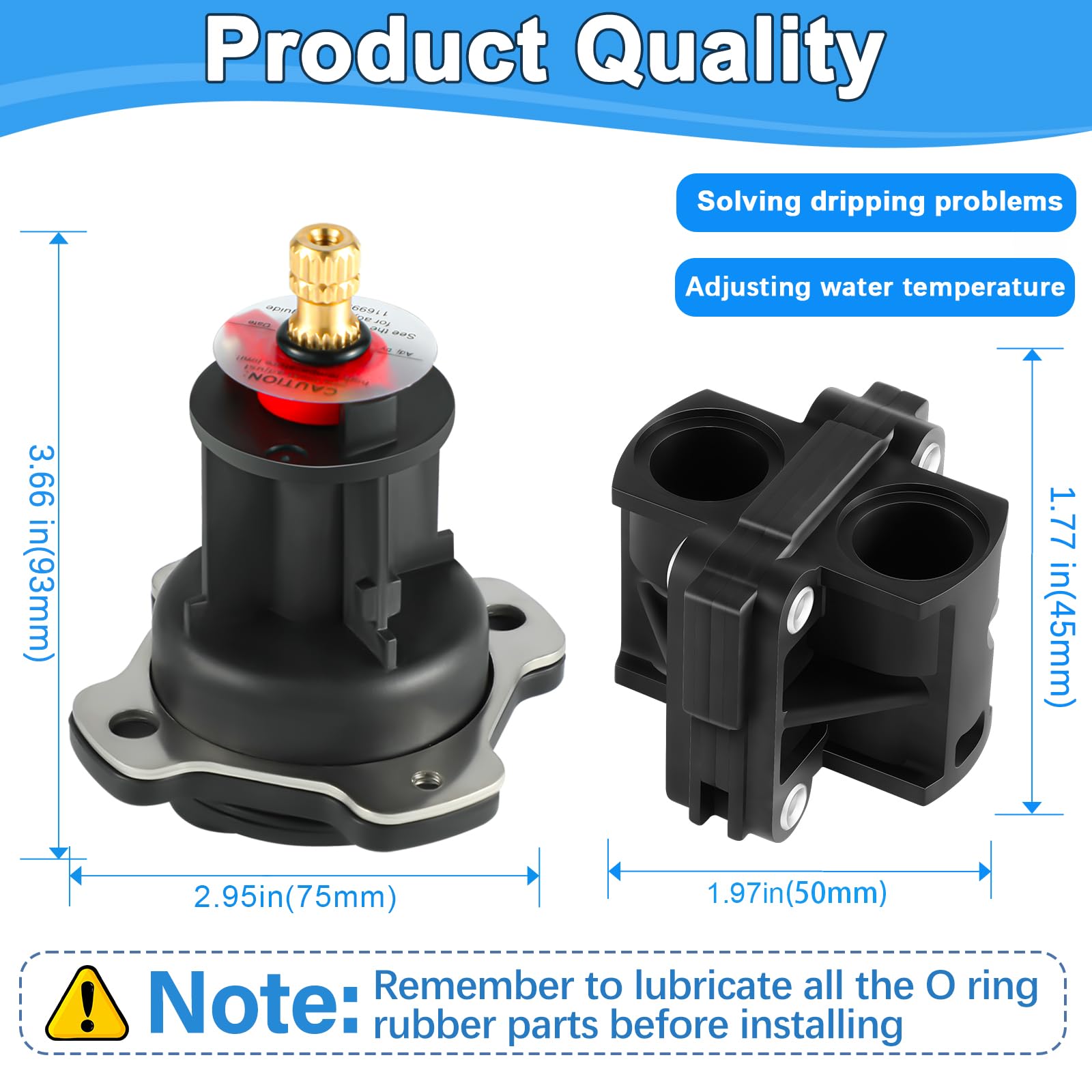 GP76851 Mixer Cap and GP500520 Pressure Balancing Unit Kit, Compatible with Kohler GP77759, GP876851 Part, Shower Valve Cartridge Replacement Repair Kit for Rite Temp and 1/2" Shower Valve
