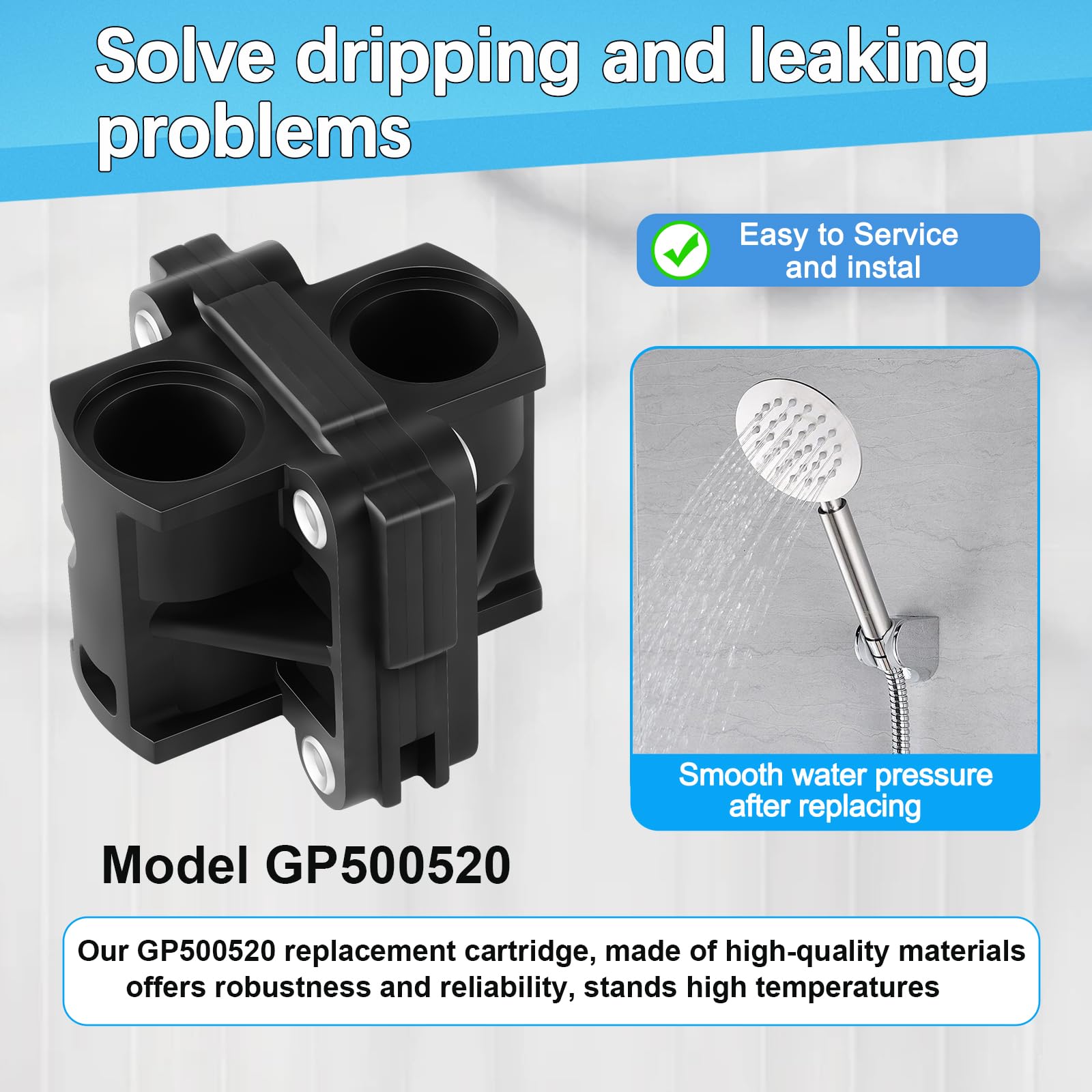 2 Pack GP500520 Pressure Balancing Unit Cartridge, Compatible with Kohler GP77759, GP77886 Shower Cartridge Replacement, for Rite-Temp and Single Handle 1/2" Pressure Balancing Shower Faucet Valve