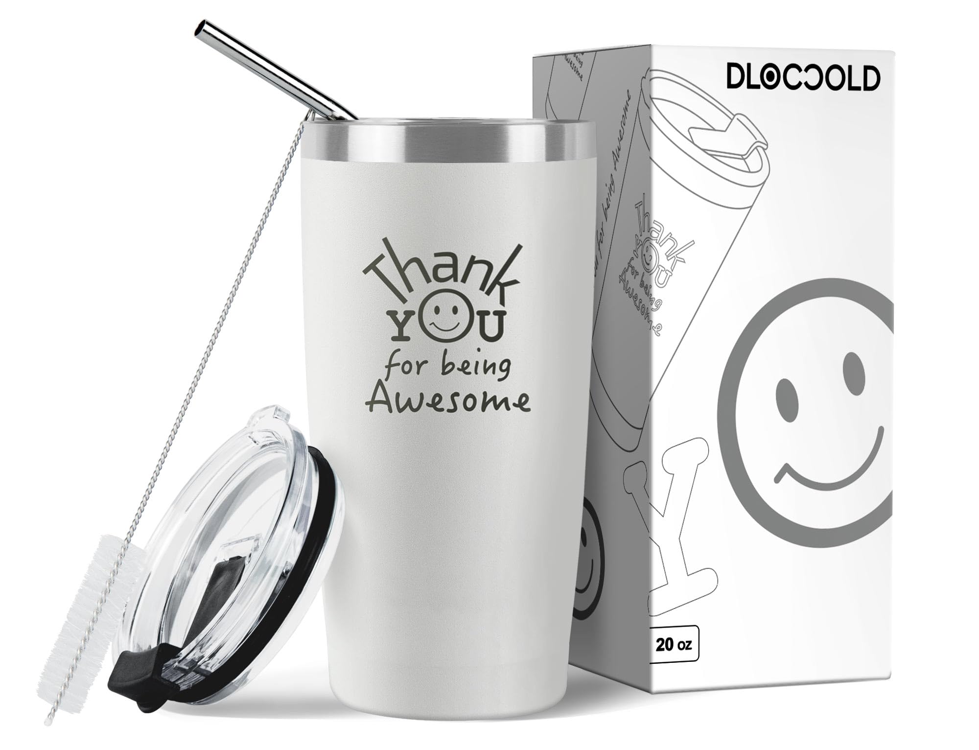 DLOCCOLD Thank You for Being Awesome Tumbler - Valentine's Day Gift, Appreciation for Employees, Coworkers, Teachers, Friends - Administrative Day Gift - White
