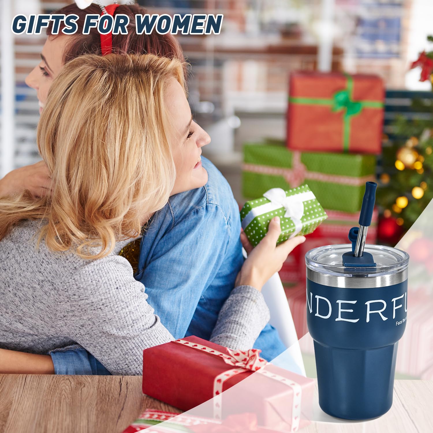 21 oz Travel Coffee Mug, Insulated Tumbler with Lid and Straw Double Wall Vacuum Insulated Tumbler Reusable Coffee Cups for Coffee, Tea and Drinks, Blue
