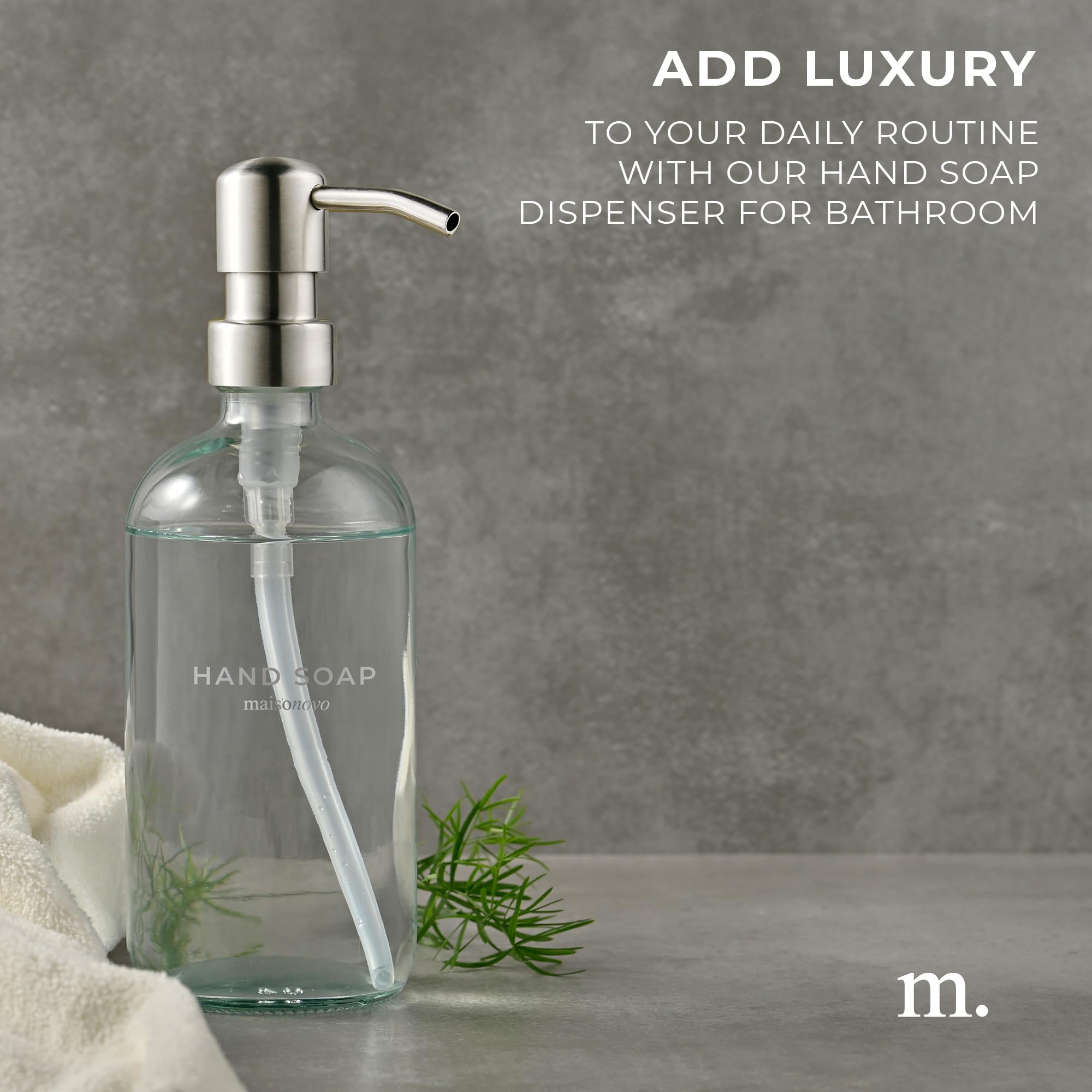 MaisoNovo Soap Dispenser 1-Piece Set | 16.9oz Clear Bottles with Silver Stainless Steel Pump