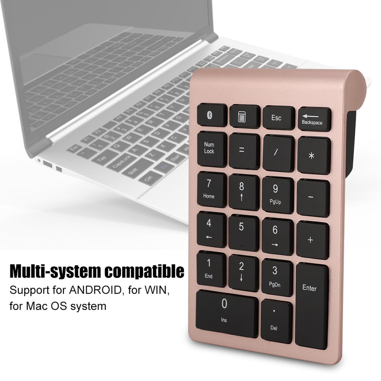 Locadence 22 Keys Numeric Keypad, BT 5.0 3 Million Times Exceptional Longevity Ergonomic Design Ultrathin Numeric keypad for Laptop PC Desktop Notebook (Rose Gold)