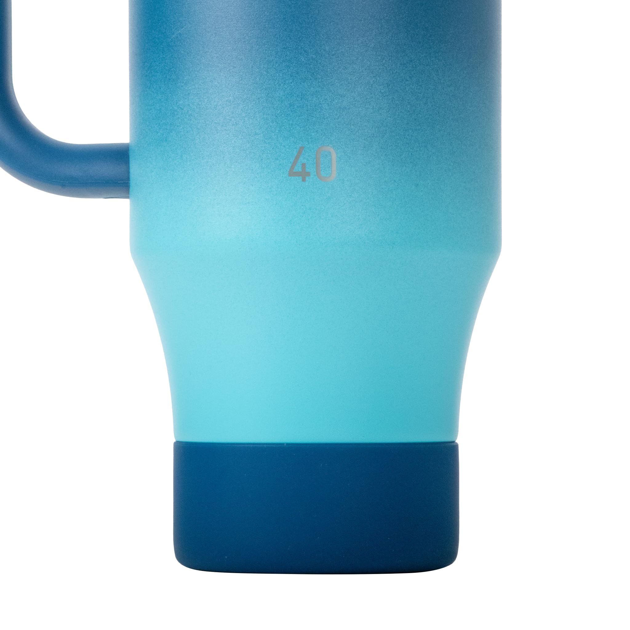 Takeya Straw Tumbler with Handle - Beverage Tumbler for Coffee, Water & More - Durable Tumbler with Built-In Silicone Coaster & 2 Straws - Double Stainless Steel Insulation - 40 oz, Ombre Adventure