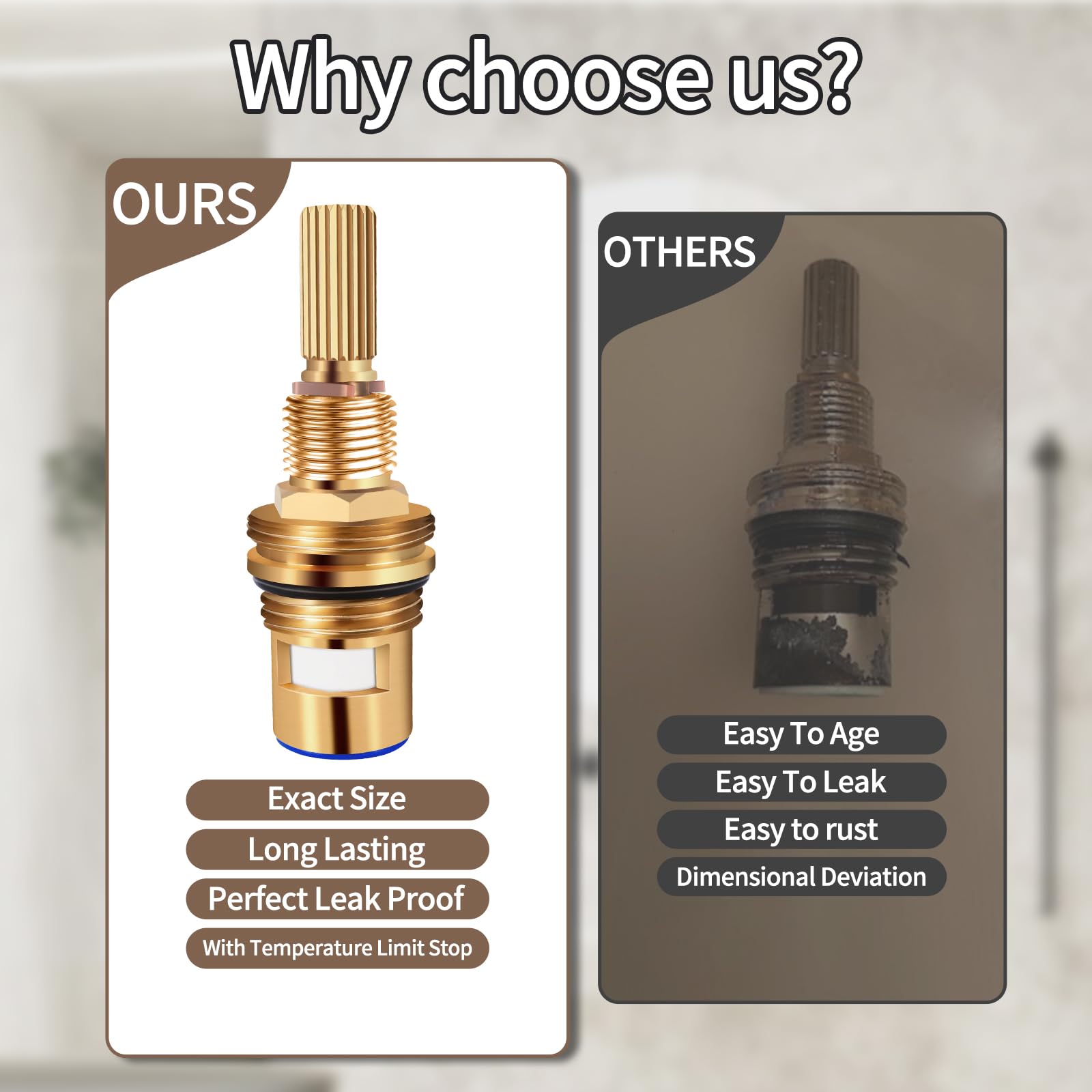 Brass 1-001 & Brass 1-002 Ceramic Valve Set，Replacement Hot Widespread Cartridge and Cold Widespread Cartridge,Brass Construction (Brass 1-001 & Brass 1-002)
