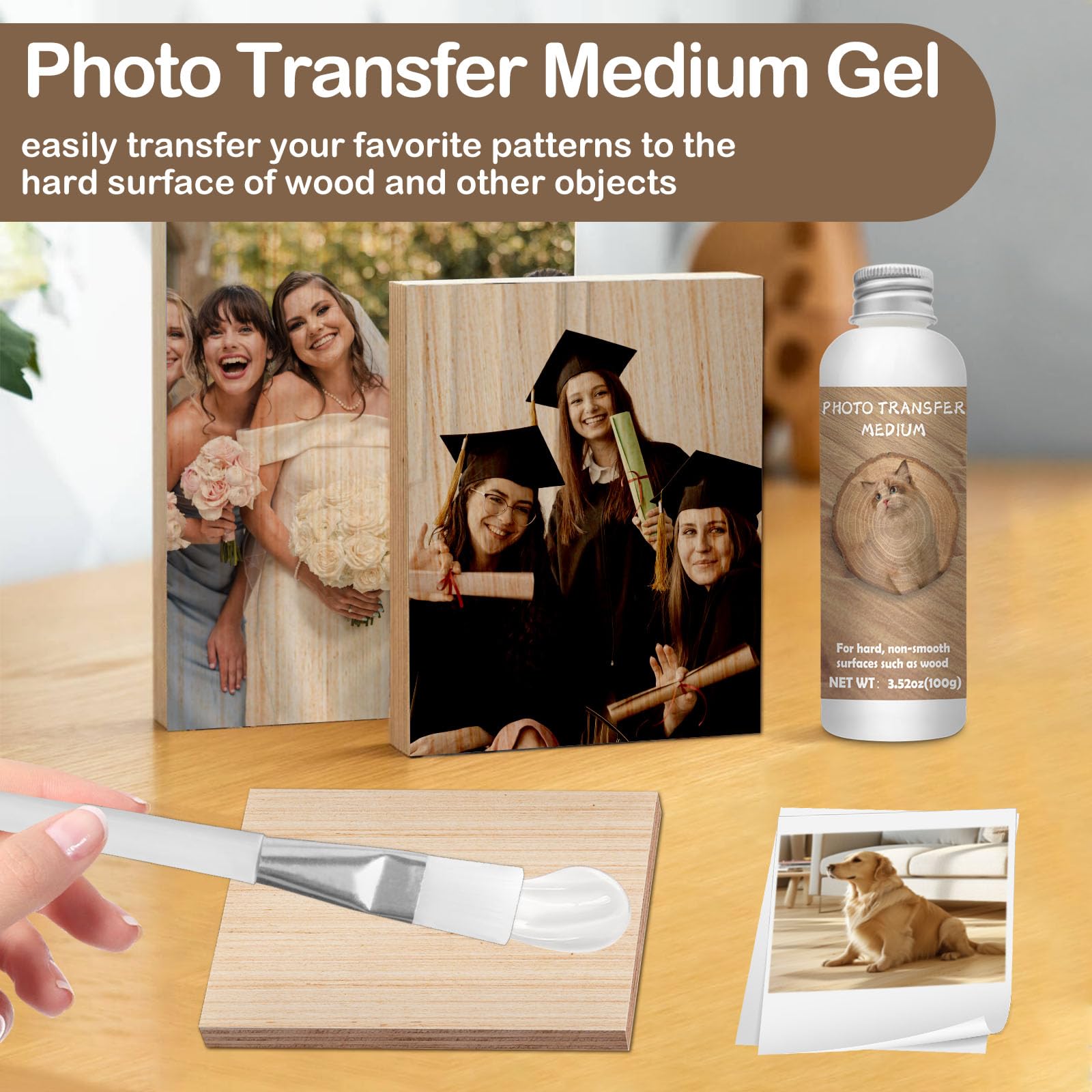 1DFAUL Photo Transfer Medium, 100g Gel Medium for Photo Transfer to Wood & Other Hard Surfaces, DIY Crafts, Home Decorations, Personalized Gifts (3.52 OZ)