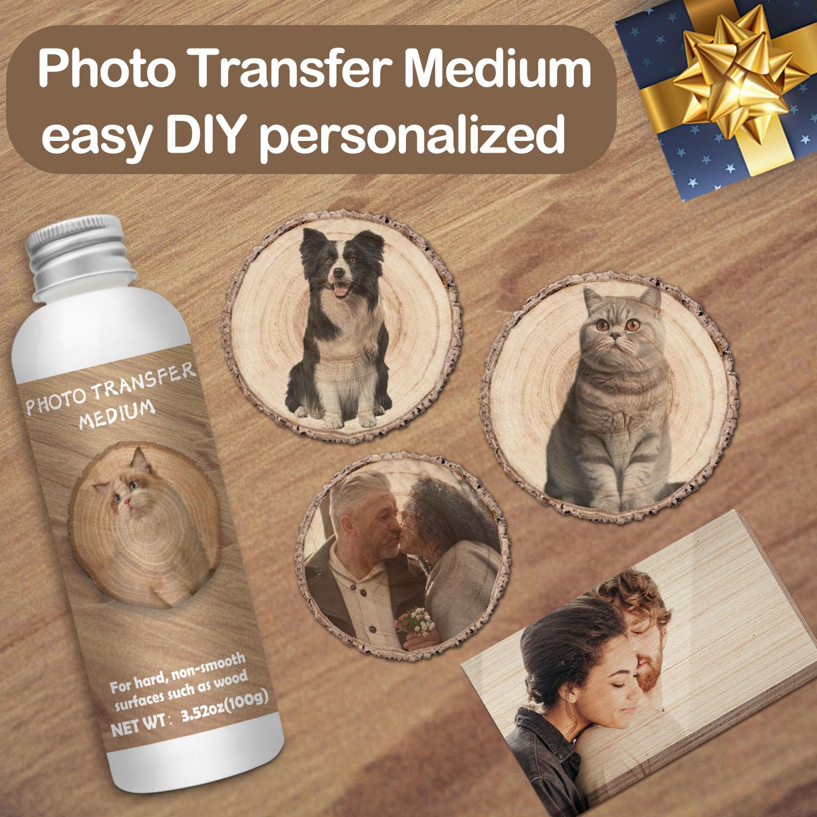 1DFAUL Photo Transfer Medium, 100g Gel Medium for Photo Transfer to Wood & Other Hard Surfaces, DIY Crafts, Home Decorations, Personalized Gifts (3.52 OZ)
