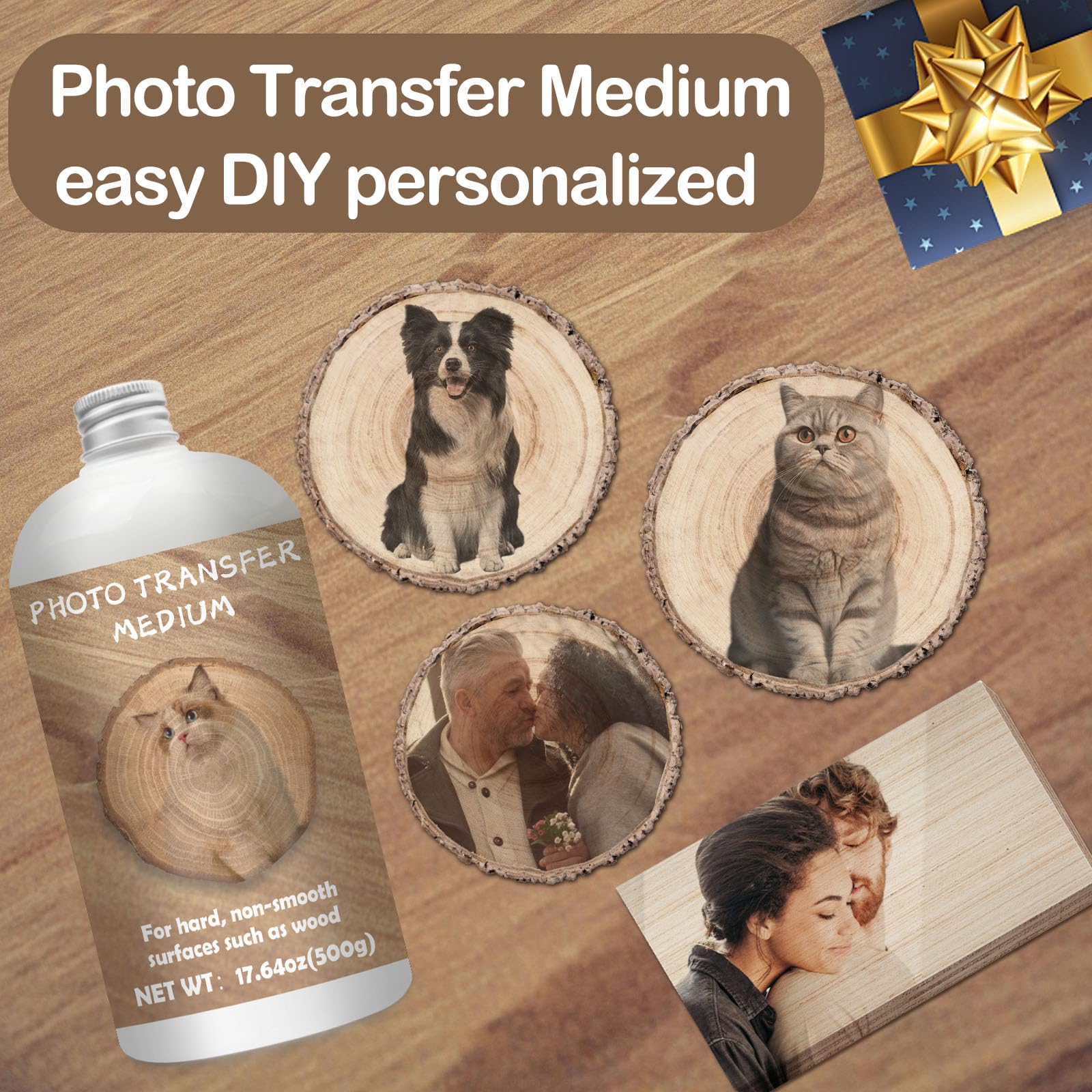 1DFAUL 500g Gel Medium for Photo Transfer, Photo Transfer Medium Gel to Wood & Other Hard Surfaces, DIY Crafts, Home Decorations, Personalized Gifts (17.63 OZ)