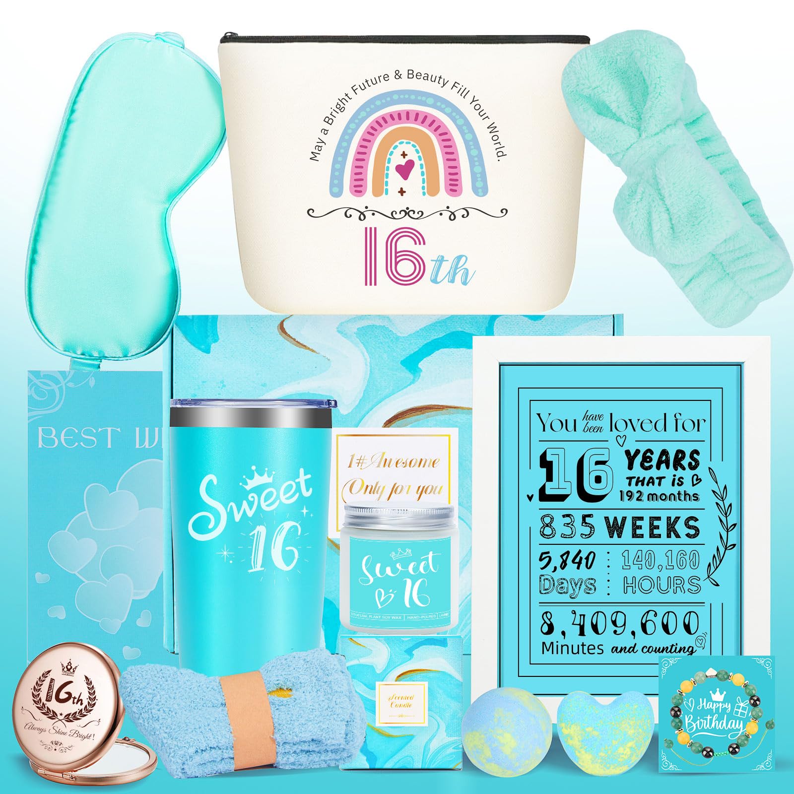 Sweet 16 Gifts for Girls,Best 16 Year Old Girl Birthday Gift ideas Set,Best 16th Birthday Gifts Box for Girls,Cool Gifts Basket for Sixteen Year Old Daughter Granddaughter Niece Sister Trendy 2025