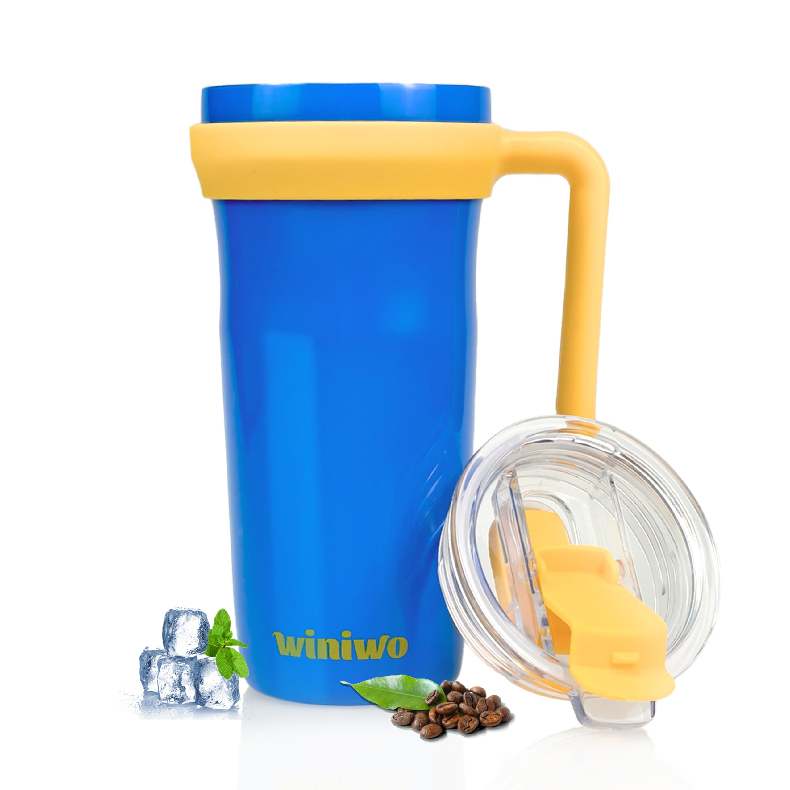 winiwo 20 oz Tumbler with Handle, Easy to Hold, Travel Coffee Mug with Screw Lid, Spill-proof, Insulated Cups, Built-in Up Down Flip, Fit Most Car Cup Holders, Commute, School, Home, Office