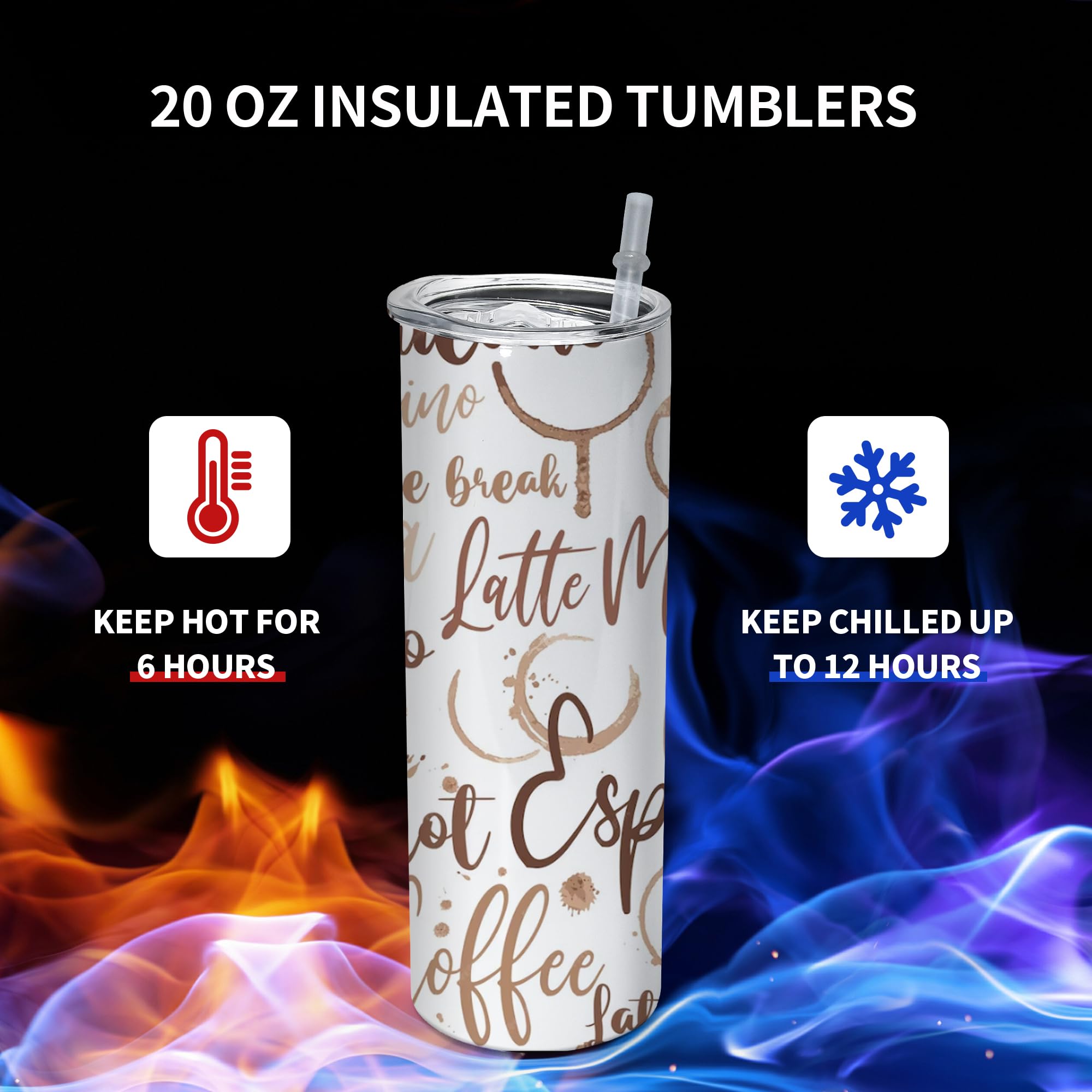 Icesip 50 Pack 20 OZ Sublimation Tumblers Blanks, Bulk 20oz Tumbler Blank for Sublimation Cups with Lids and Straws, Stainless Steel Double Wall Insulated Straight Mugs with Box