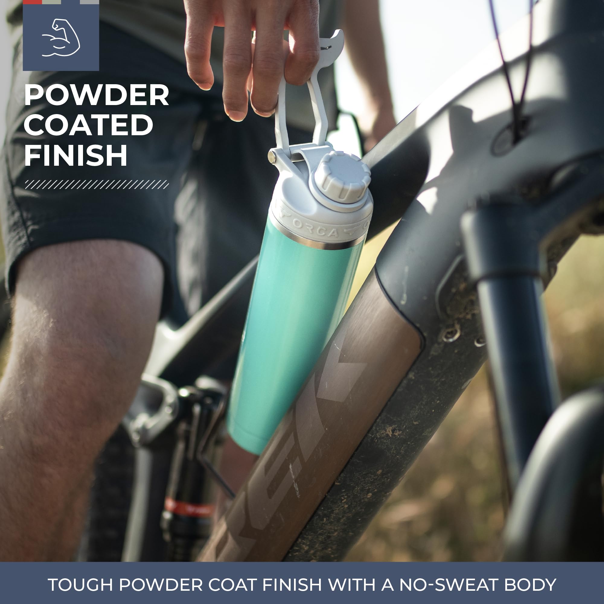 ORCA Hydra 22oz | Insulated, Stainless Steel Water Bottle with Powder Coat Finish & Silicone Grip Whale Tale Handle, Dishwasher Safe Sports Bottle — Olive Topo