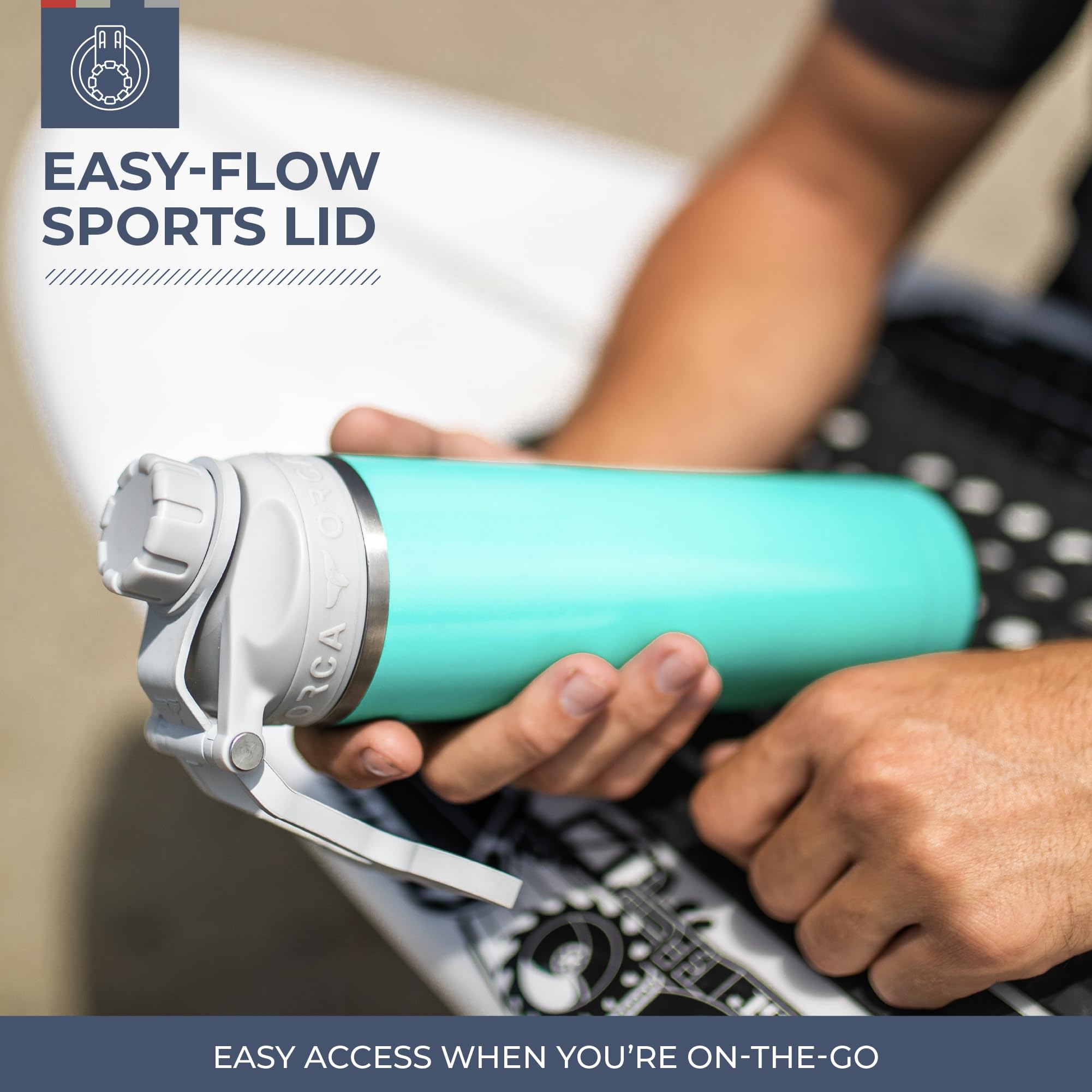 ORCA Hydra 22oz | Insulated, Stainless Steel Water Bottle with Powder Coat Finish & Silicone Grip Whale Tale Handle, Dishwasher Safe Sports Bottle — Olive Topo