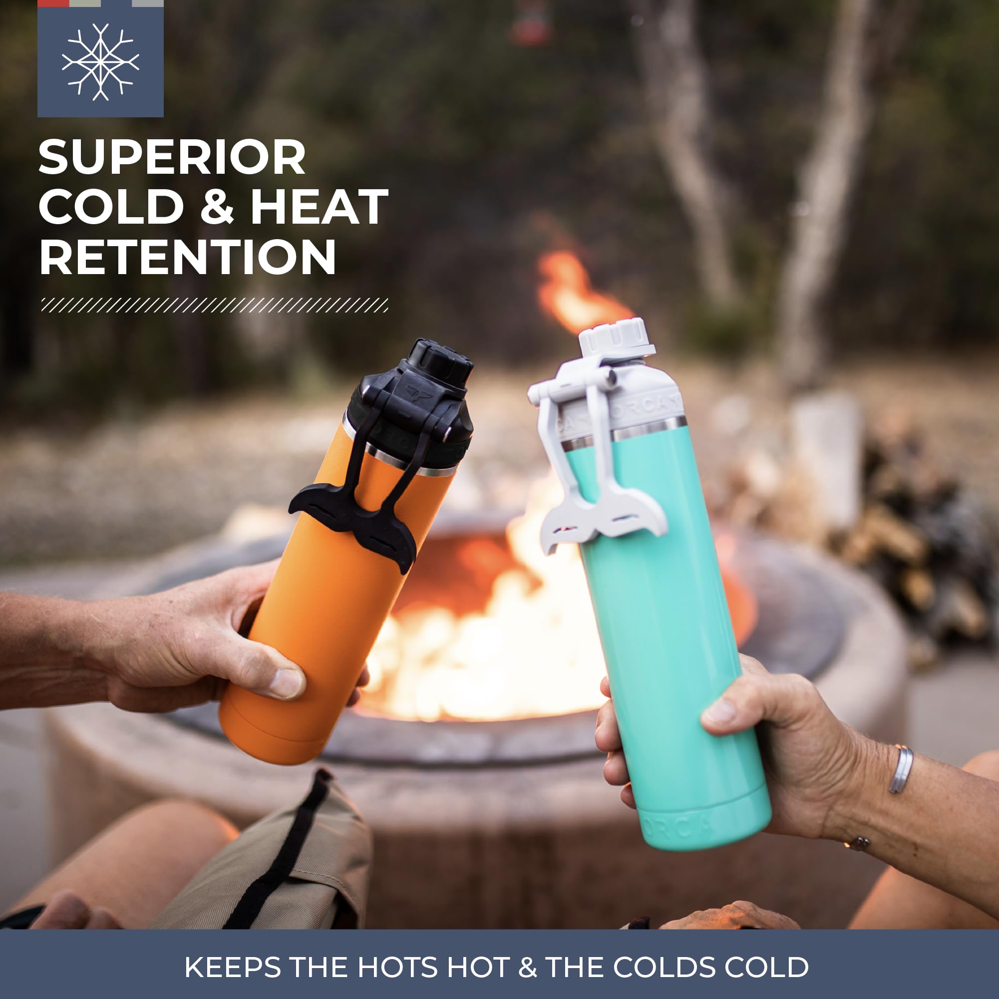 ORCA Hydra 22oz | Insulated, Stainless Steel Water Bottle with Powder Coat Finish & Silicone Grip Whale Tale Handle, Dishwasher Safe Sports Bottle — Olive Topo