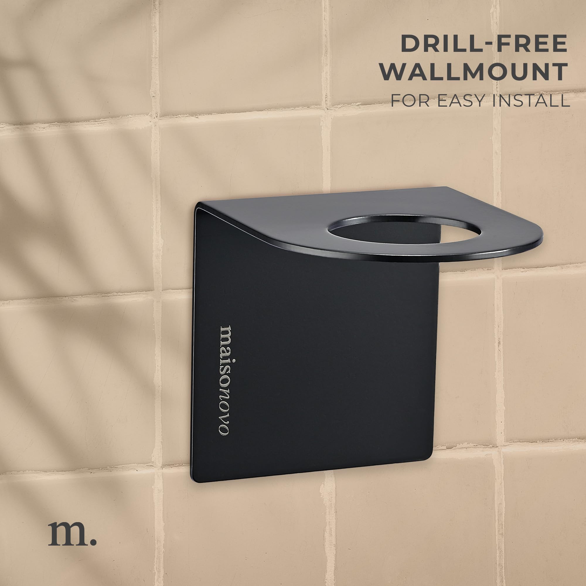 MaisoNovo Shampoo and Conditioner Dispenser - 3 Plastic Amber 3 Wall Mount Black - 3 Plastic Black 3 Wall Mount Black