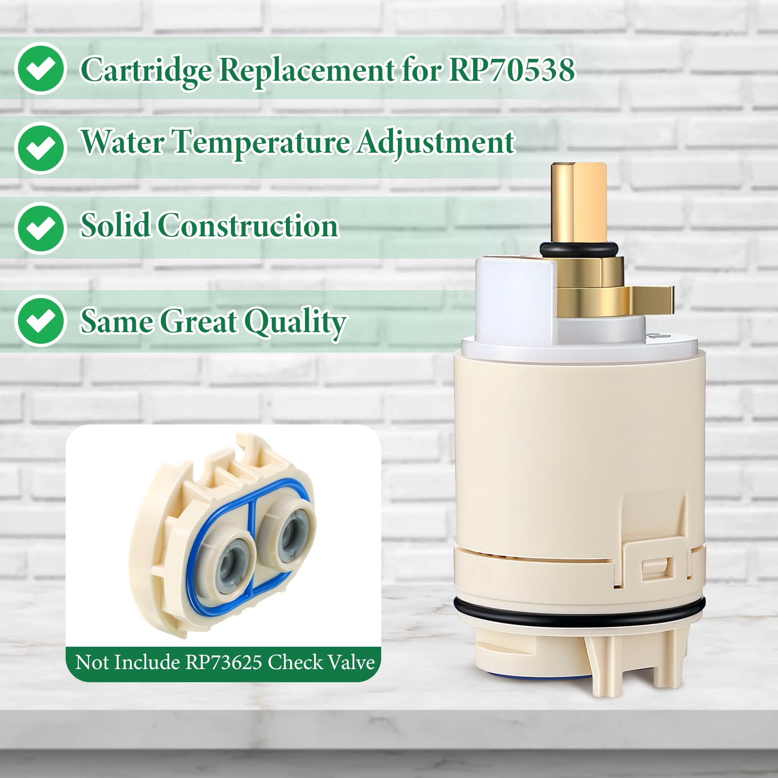 Enhon Single Function Pressure Balance Cartridge Replacement for RP70538, Shower Cartridge Compatible with Peerless and Delta Single Handle Tub and Shower Faucet (Check Valve Not Included)