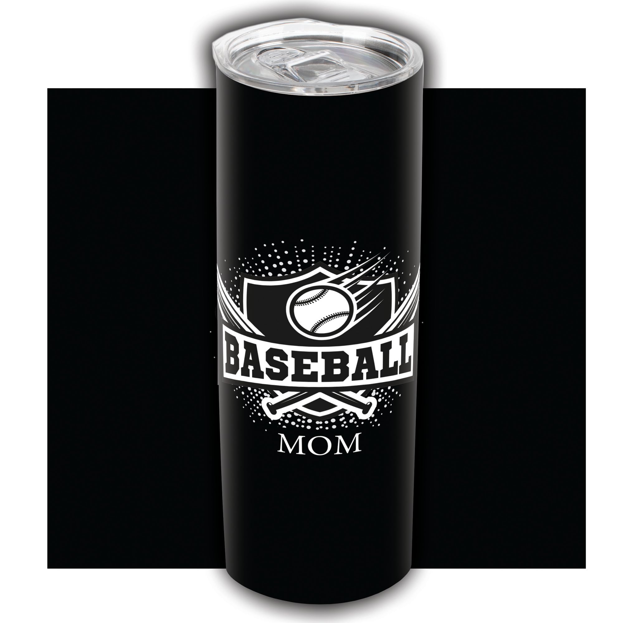 Elanze Designs Baseball Mom Era Bat Ball Diamond Sport Wrap-Around Design 20 Ounce Stainless Steel On-The-Go Coffee Travel Insulated Skinny Tumbler Mug Cup, Slide Top Lid, MRC-20OZ-SH252