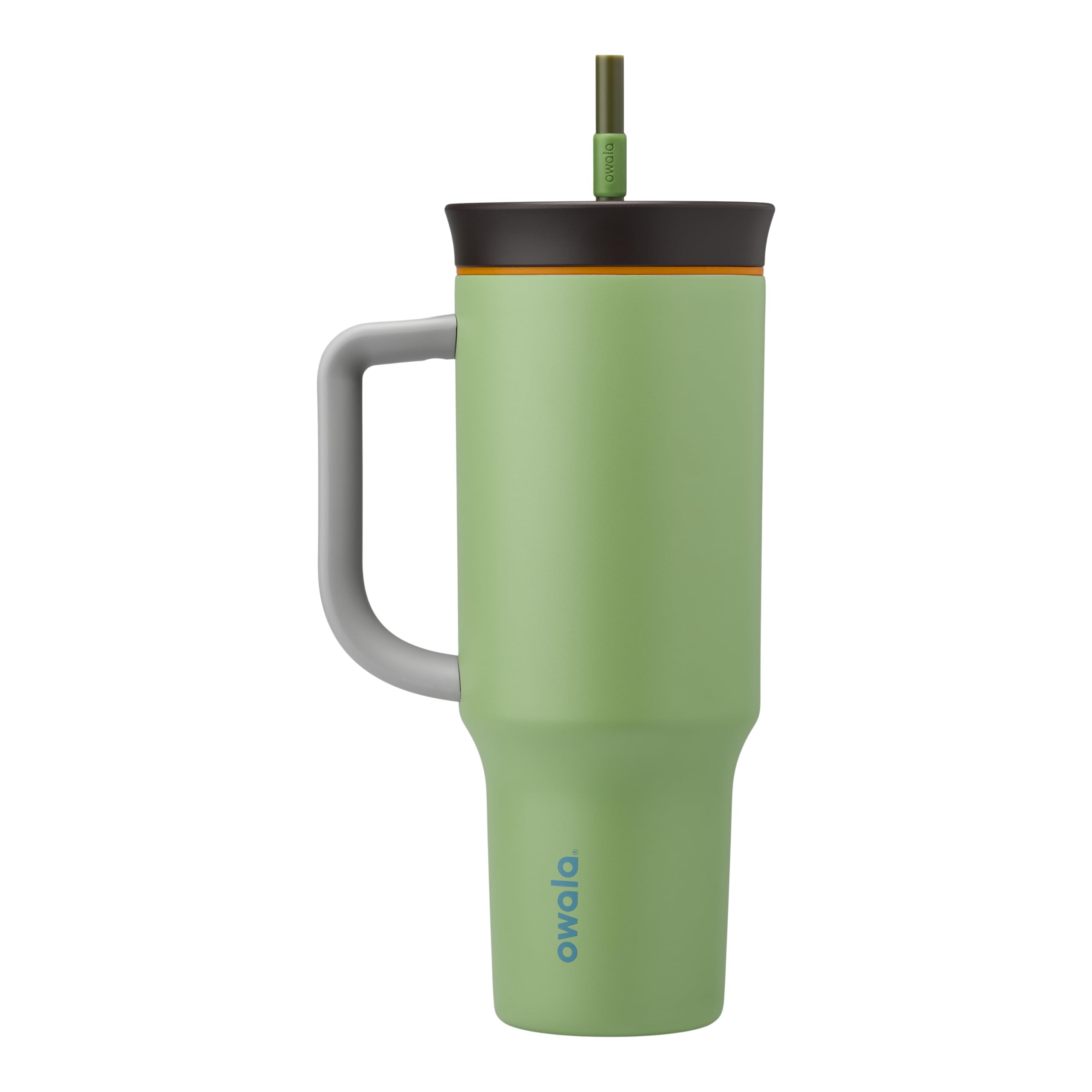 Owala 40oz Stainless Steel Insulated Travel Tumblers, Green & Blue, with Spill Resistant Lid, Straw, Carry Handle (Brave Adventures & The Great Blue)