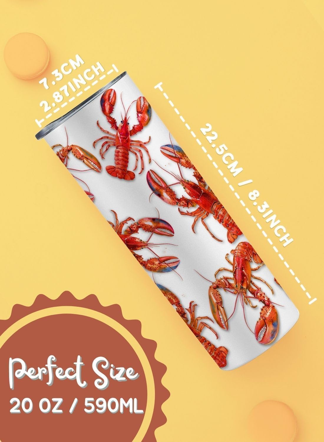 Onebttl Lobster Goods - Lobster Mug & Lovers Present, 20oz Stainless Steel Tumbler, Insulated Gift with Lid
