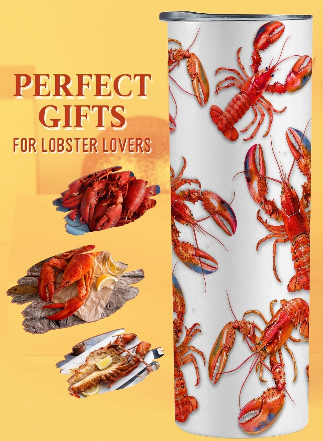 Onebttl Lobster Goods - Lobster Mug & Lovers Present, 20oz Stainless Steel Tumbler, Insulated Gift with Lid