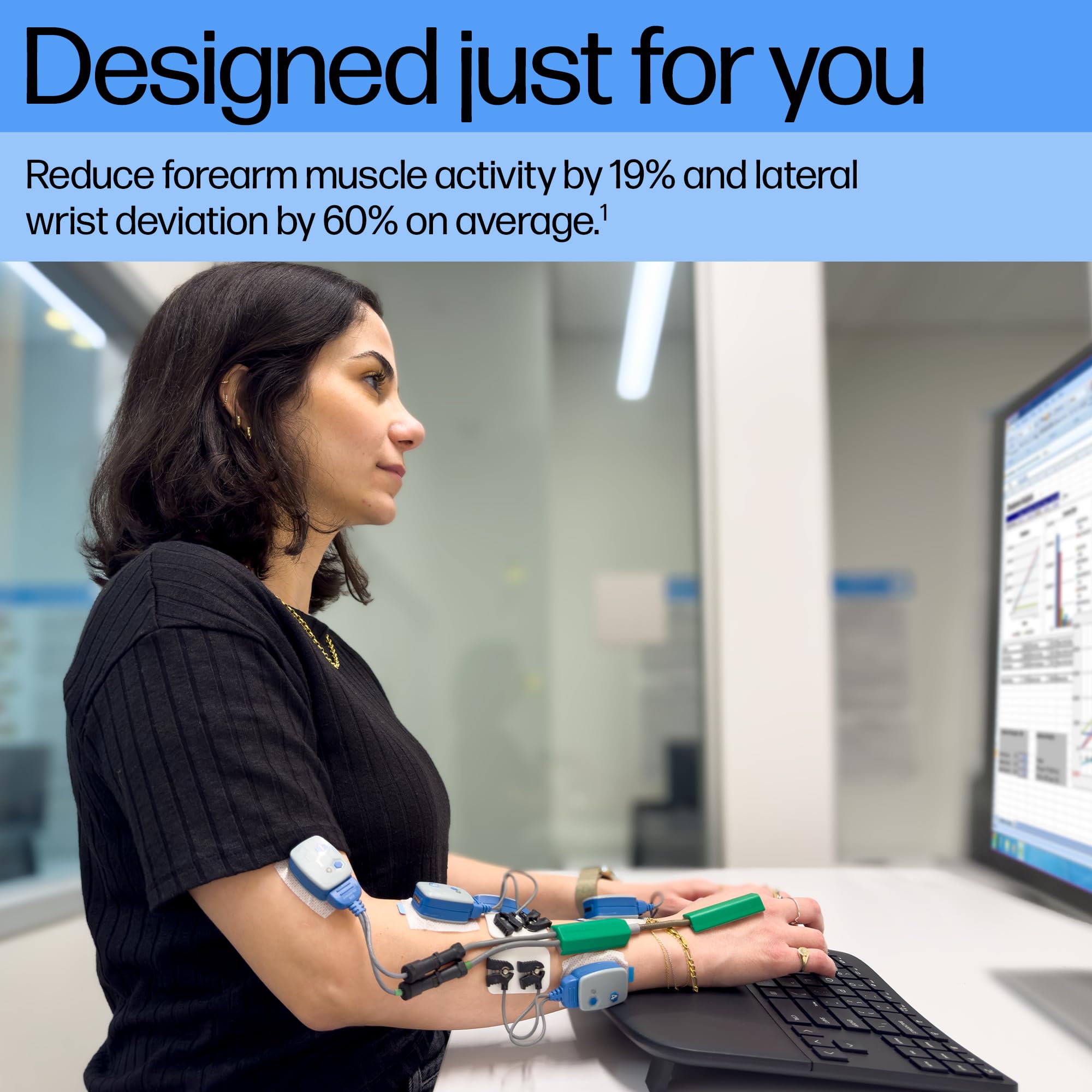 HP 960 Ergonomic Wireless Keyboard - Connect 3 Devices with Bluetooth & Unifying Dongle Connectivity - 20 Programmable Keys, Detached Numeric Keypad - Extra-Large Foam Wrist Rest, Long Battery Life
