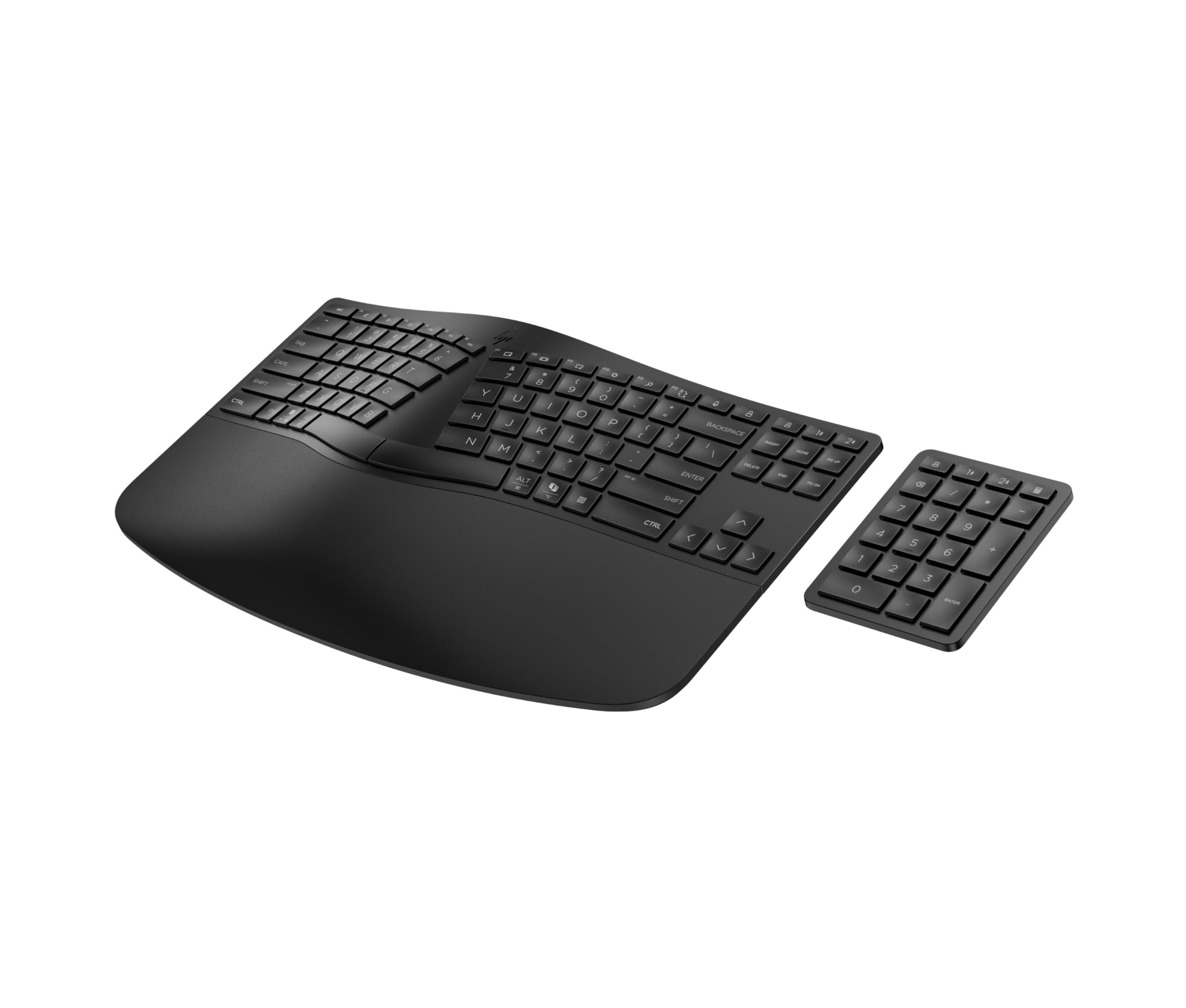 HP 960 Ergonomic Wireless Keyboard - Connect 3 Devices with Bluetooth & Unifying Dongle Connectivity - 20 Programmable Keys, Detached Numeric Keypad - Extra-Large Foam Wrist Rest, Long Battery Life