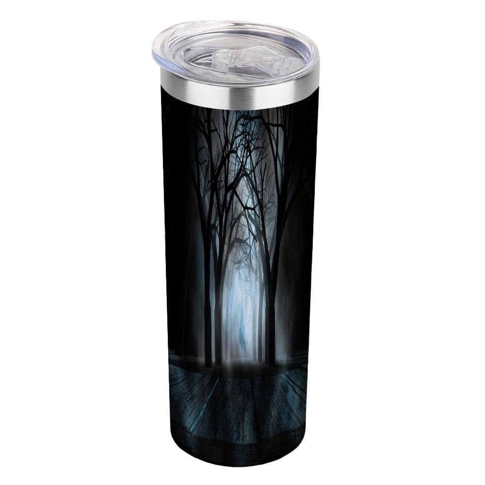 silichee 20 Oz Insulated Tumblers Stainless Steel Cup with Lid Halloween Background Spooky Fog with Ghost Shadow and Many Dead Tumblers Vacuum Coffee Mugs for Cold Hot Drinks for Office